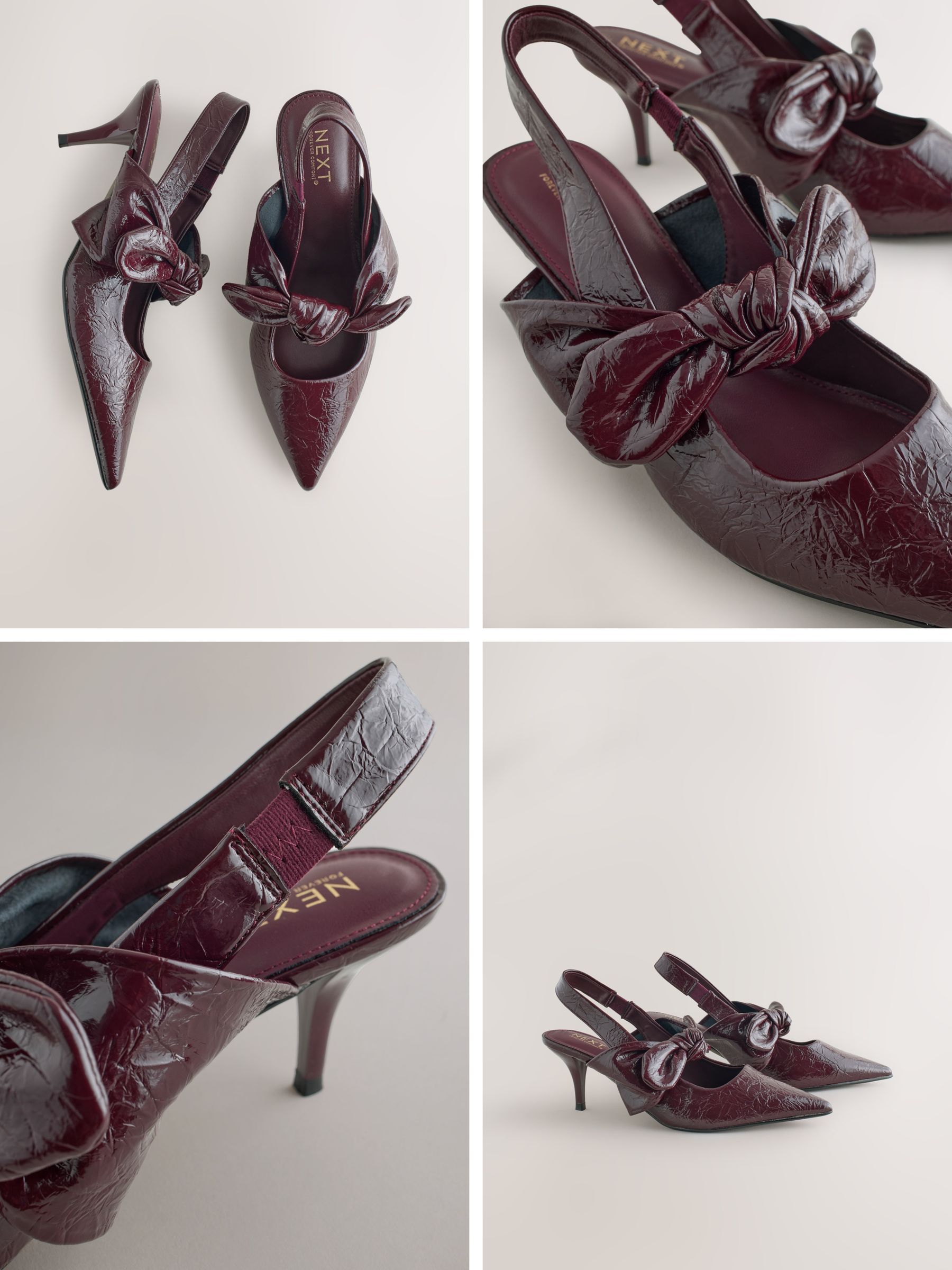 Buy Burgundy Red Forever Comfort® Pointed Toe Bow Slingback Heels from ...