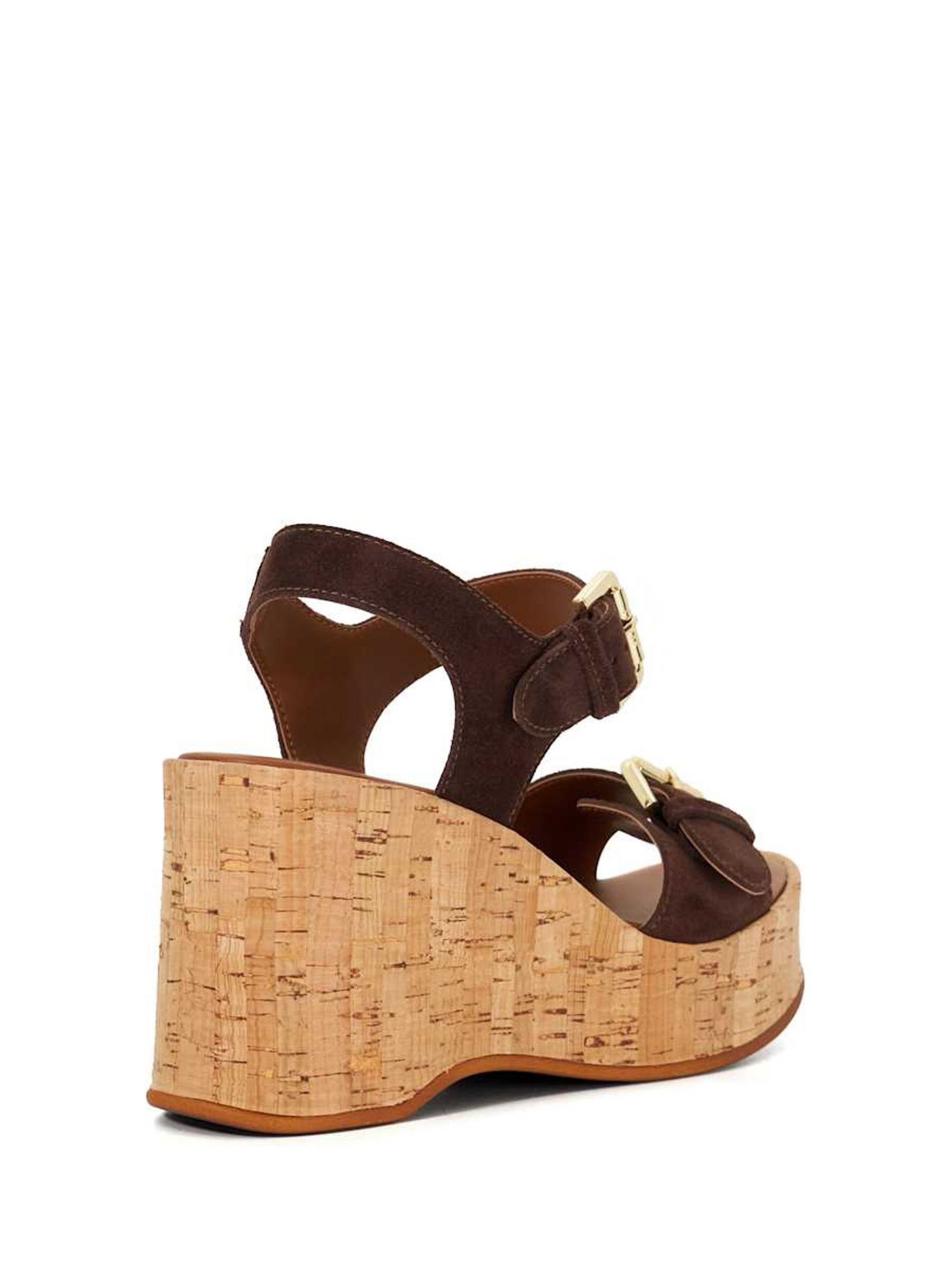 Buy Dune London Brown Kamia Strap Buckle Wedge Heel Sandals from the ...