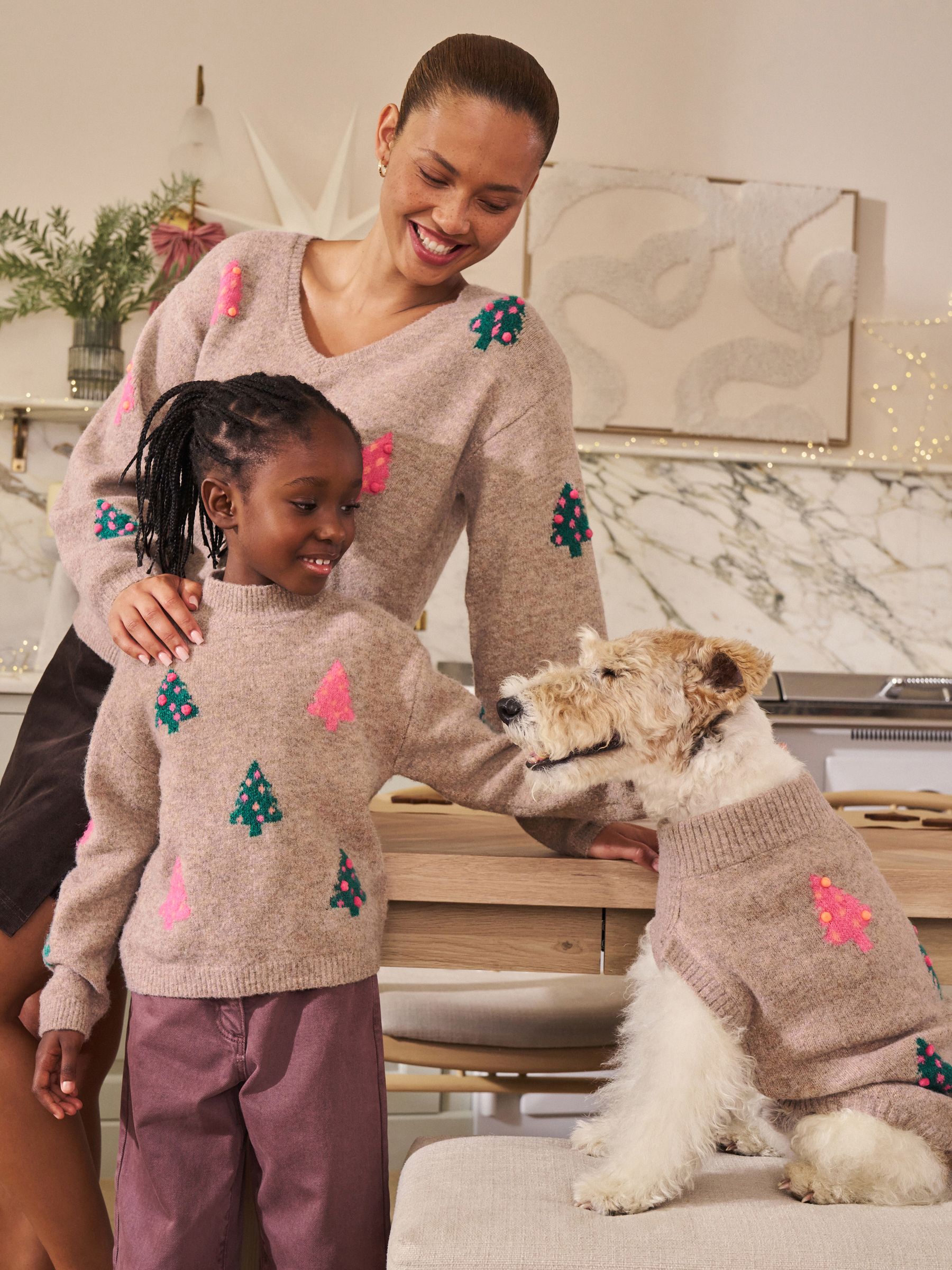Buy Neutral Bright Trees - V-Neck Matching Family Christmas Jumper from ...