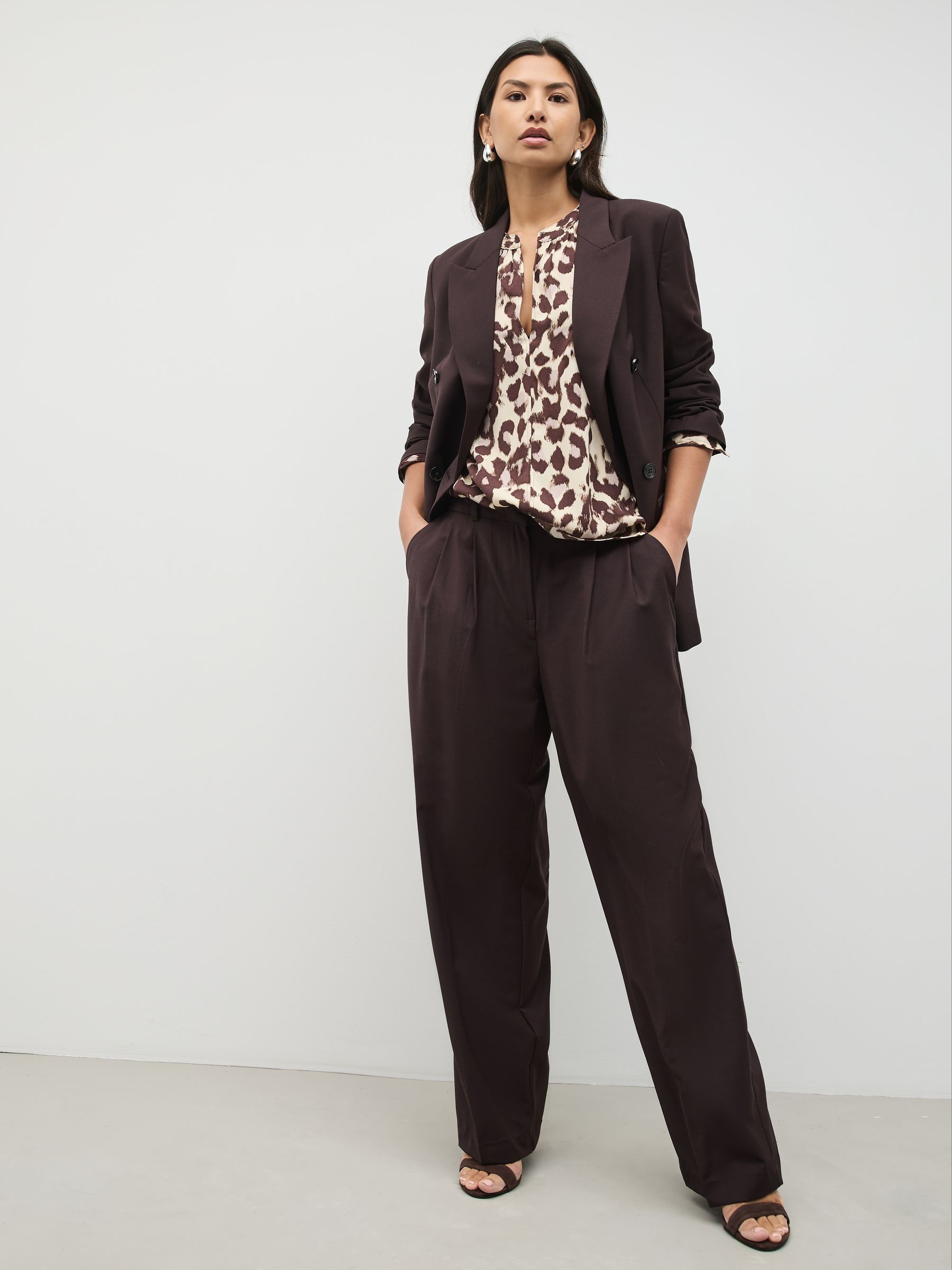 Buy Pink Animal Print Long Sleeve V-Neck Blouse from the Next UK online ...