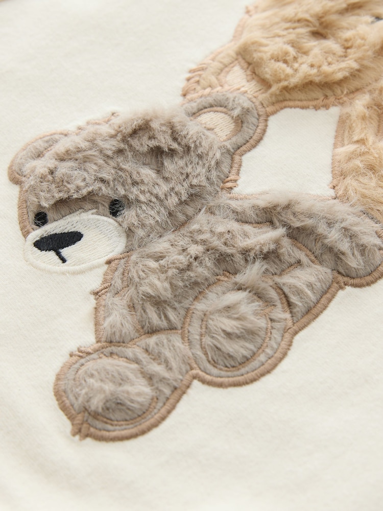 Buy Ecru/Brown Aspen Bear Sweatshirt Pyjamas with Woven Bottoms Set ...