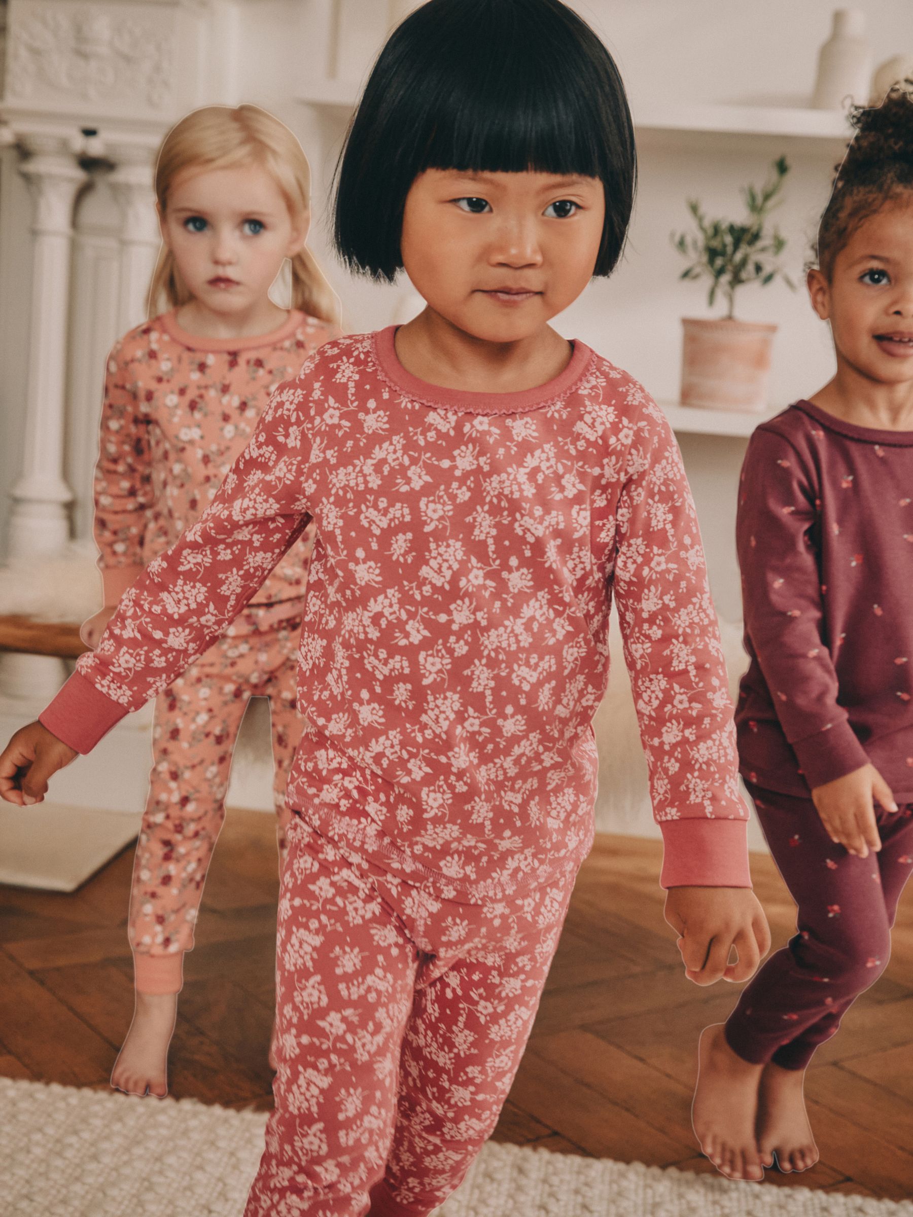 Buy Red / Purple Floral Snuggle Pyjamas 3 Pack (9mths-16yrs) from Next ...