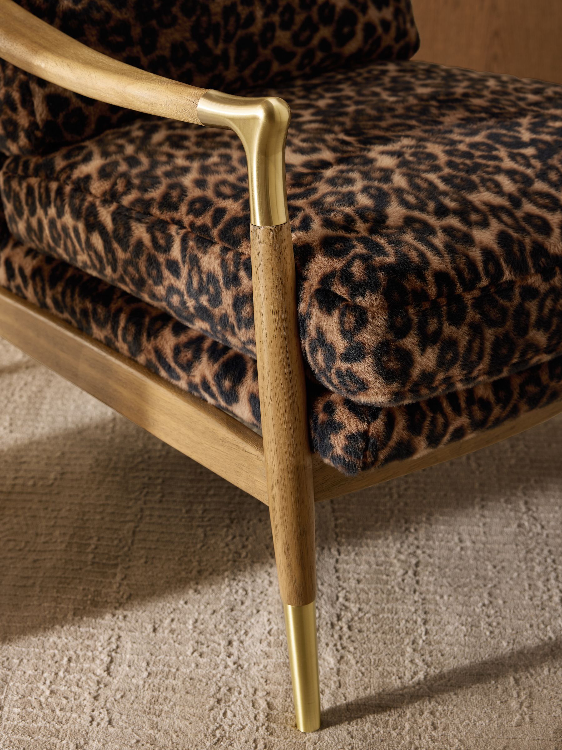 Buy Alaska Faux Fur Leopard Flinton Wooden Accent Chair from the Next ...