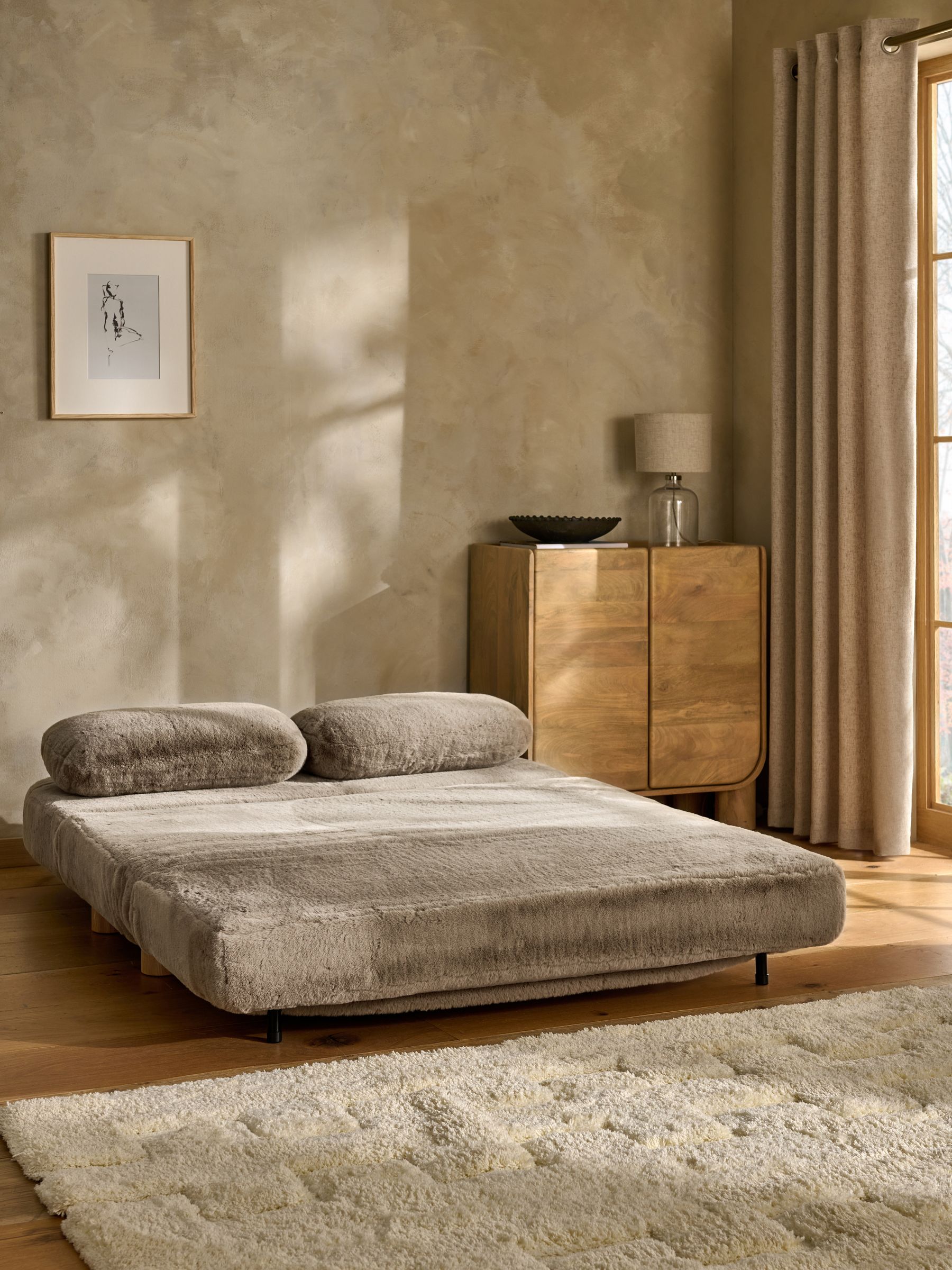 Buy Oslo Faux Fur Mink Brown Palma Double Sofa Bed from the Next UK ...