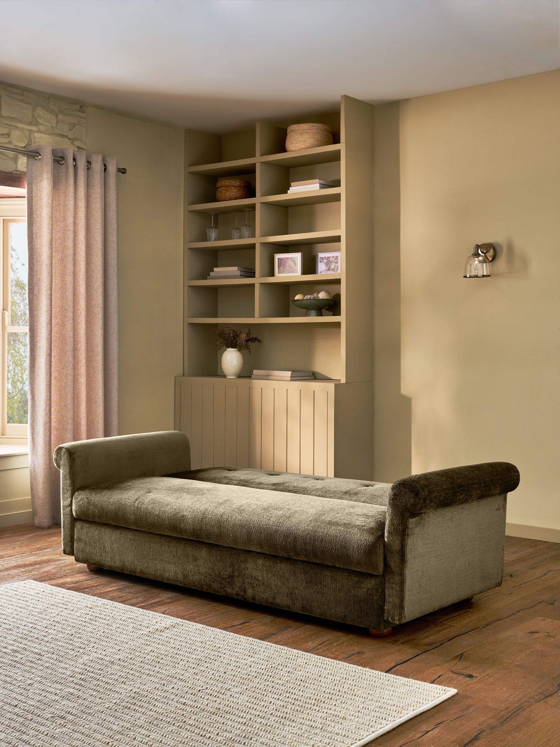Buy Plush Chenille Moss Green Watson Storage Sofa Bed from the Next UK ...