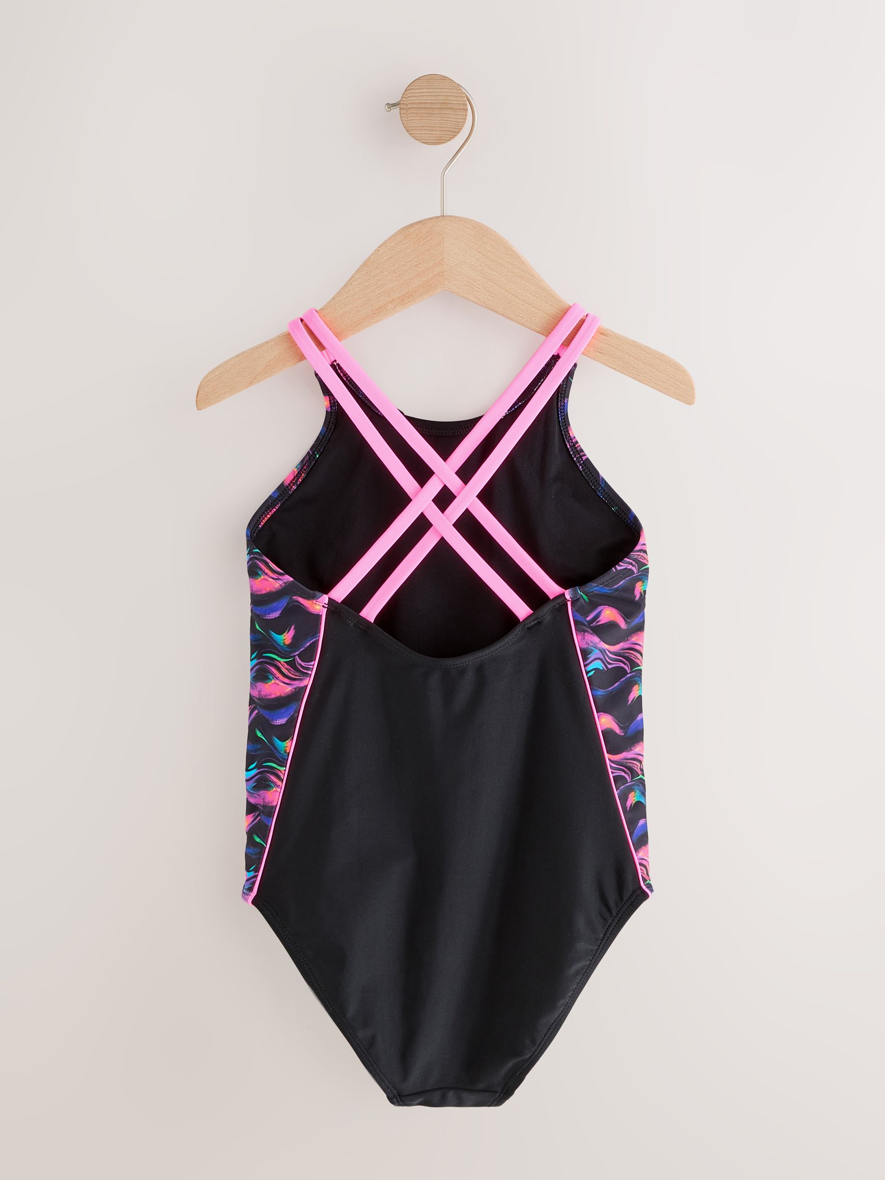 Buy Black/Pink Double Strap Swimsuit (3-16yrs) from Next USA