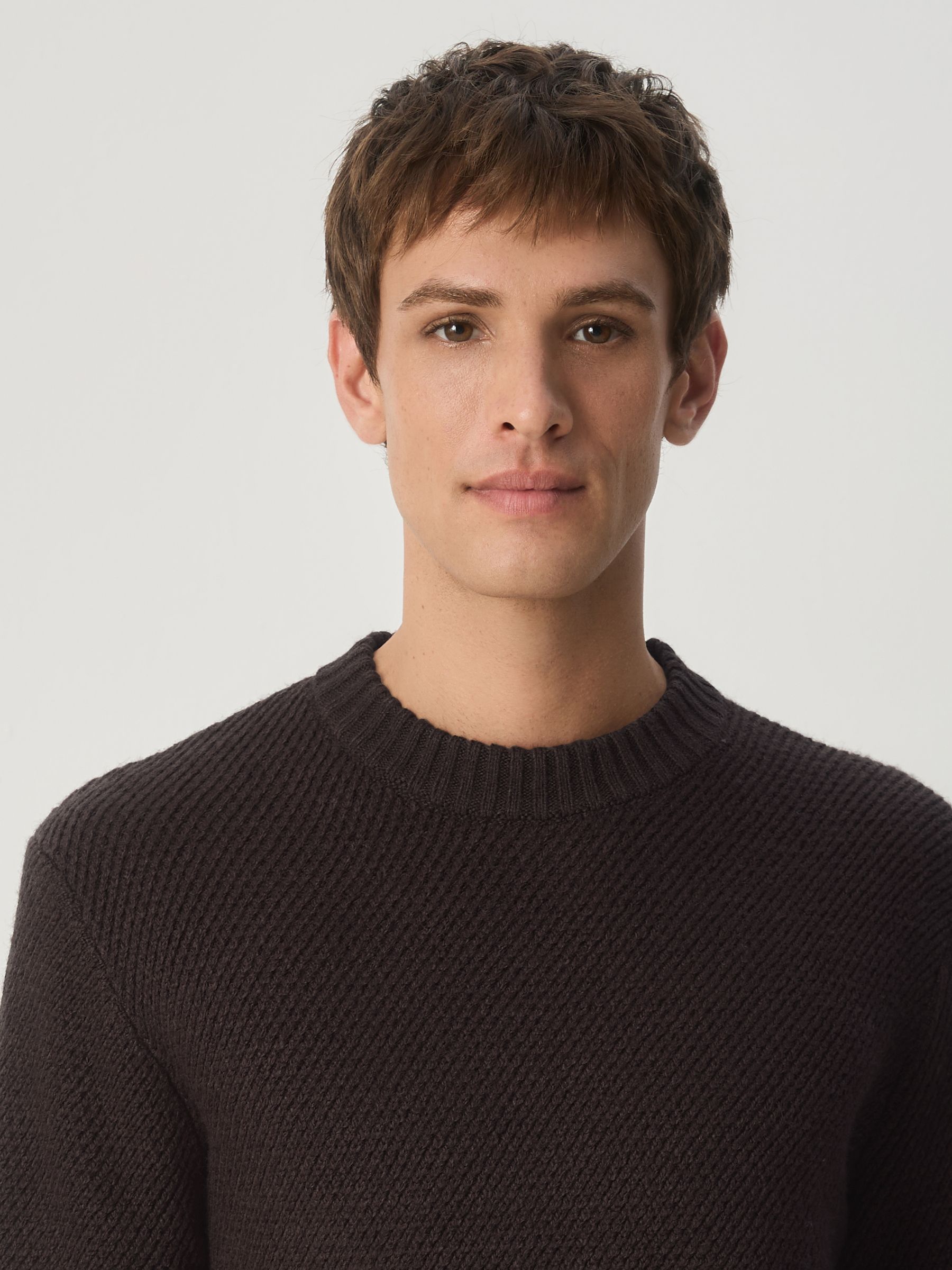 Buy Brown Regular Fit Textured Crew Jumper from the Next UK online shop