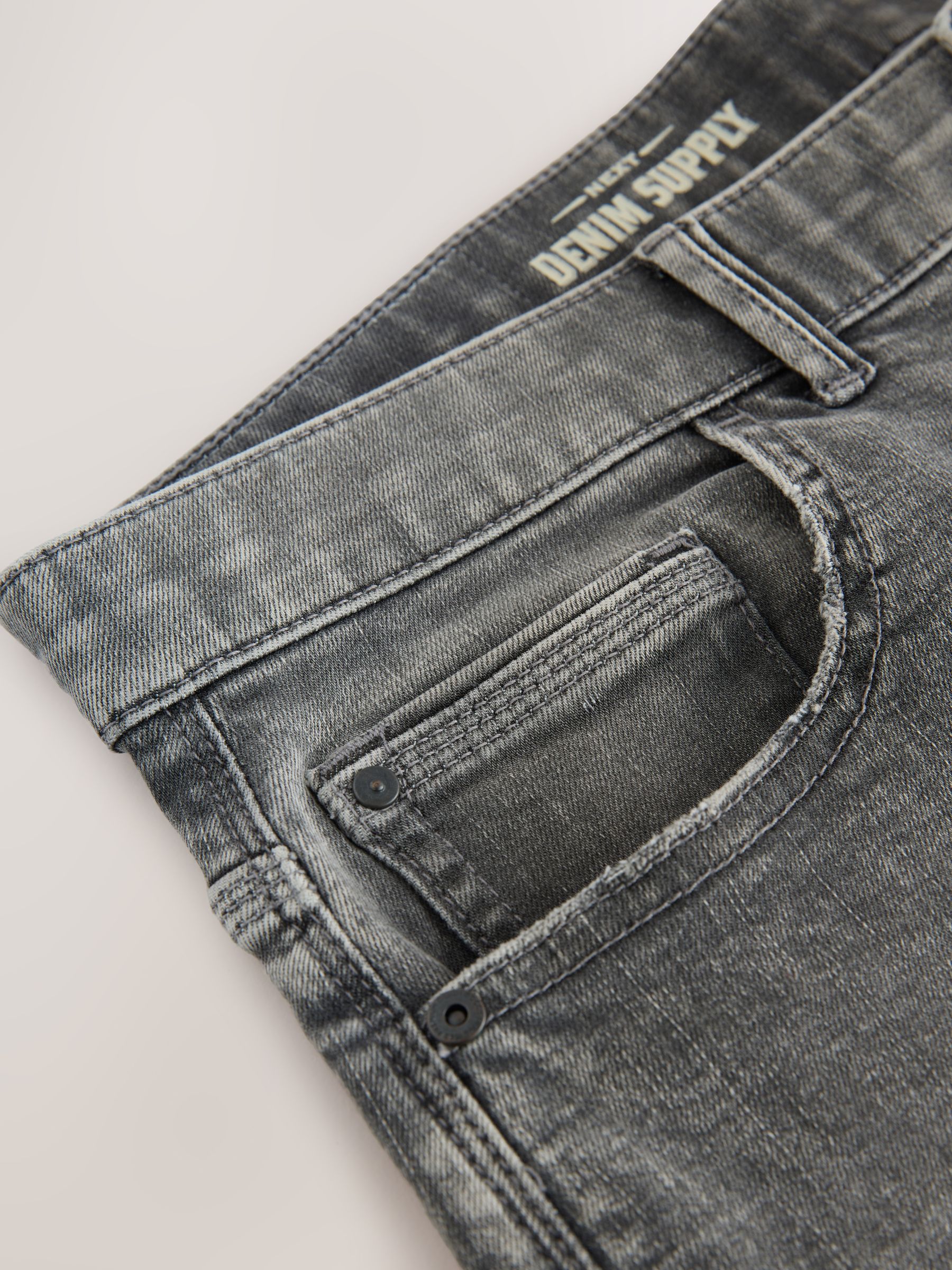 Buy Grey Regular Tapered Fit Authentic Stretch Denim Jeans from the ...