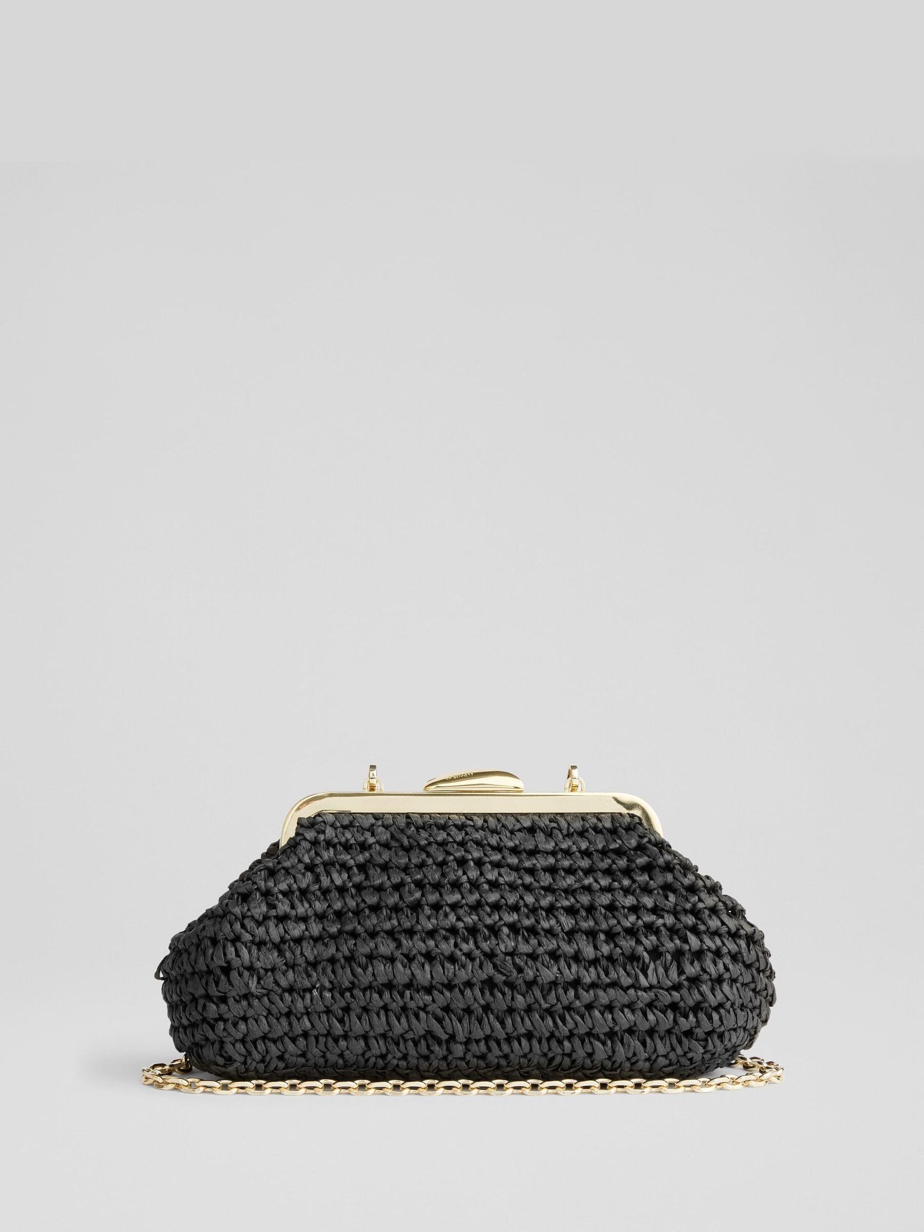 Buy LK Bennett Black Small Alexa Paper Oloid Clasp Frame Clutch Bag ...