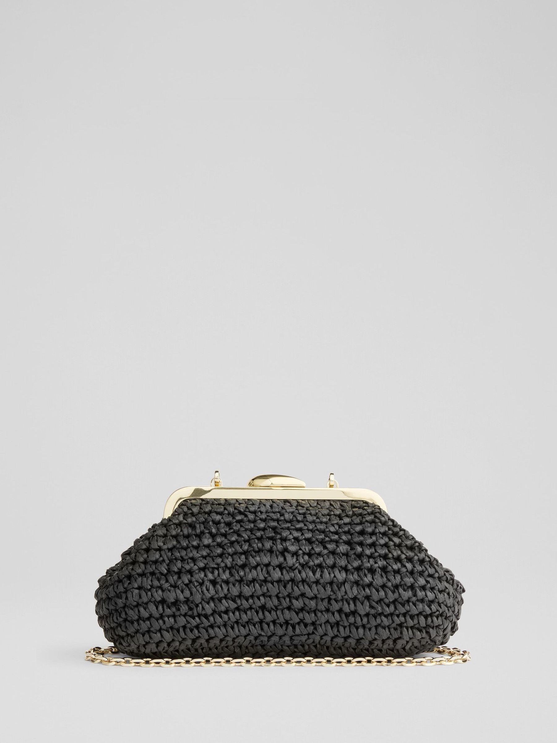 Buy LK Bennett Black Small Alexa Paper Oloid Clasp Frame Clutch Bag ...