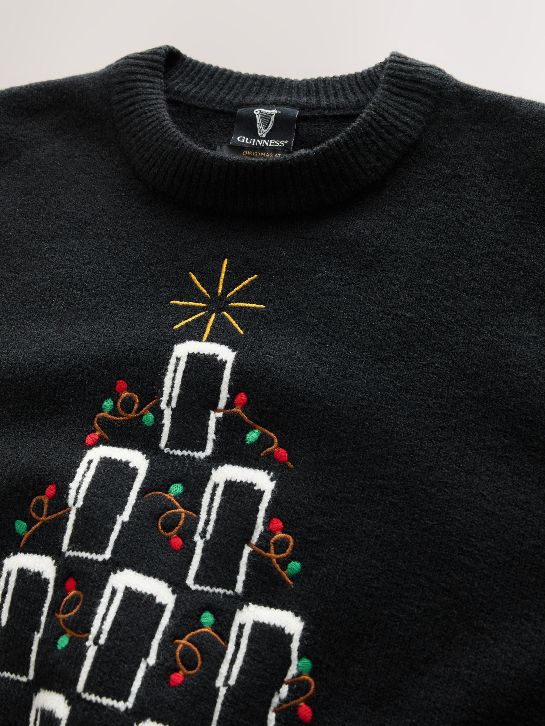 Buy Black Regular Fit Guinness Christmas Crew Jumper with Wool from the ...