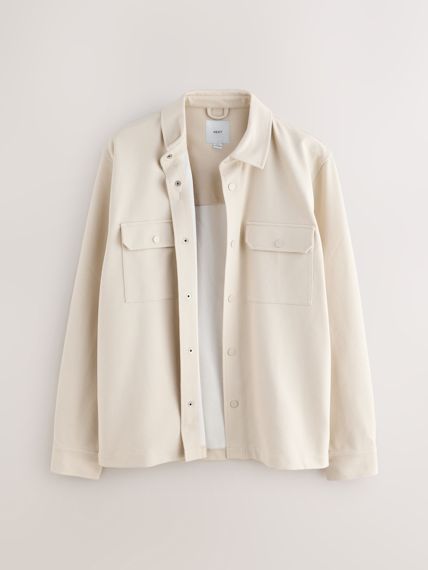 Buy Ecru White Jersey Twill Popper Shacket from the Next UK online shop