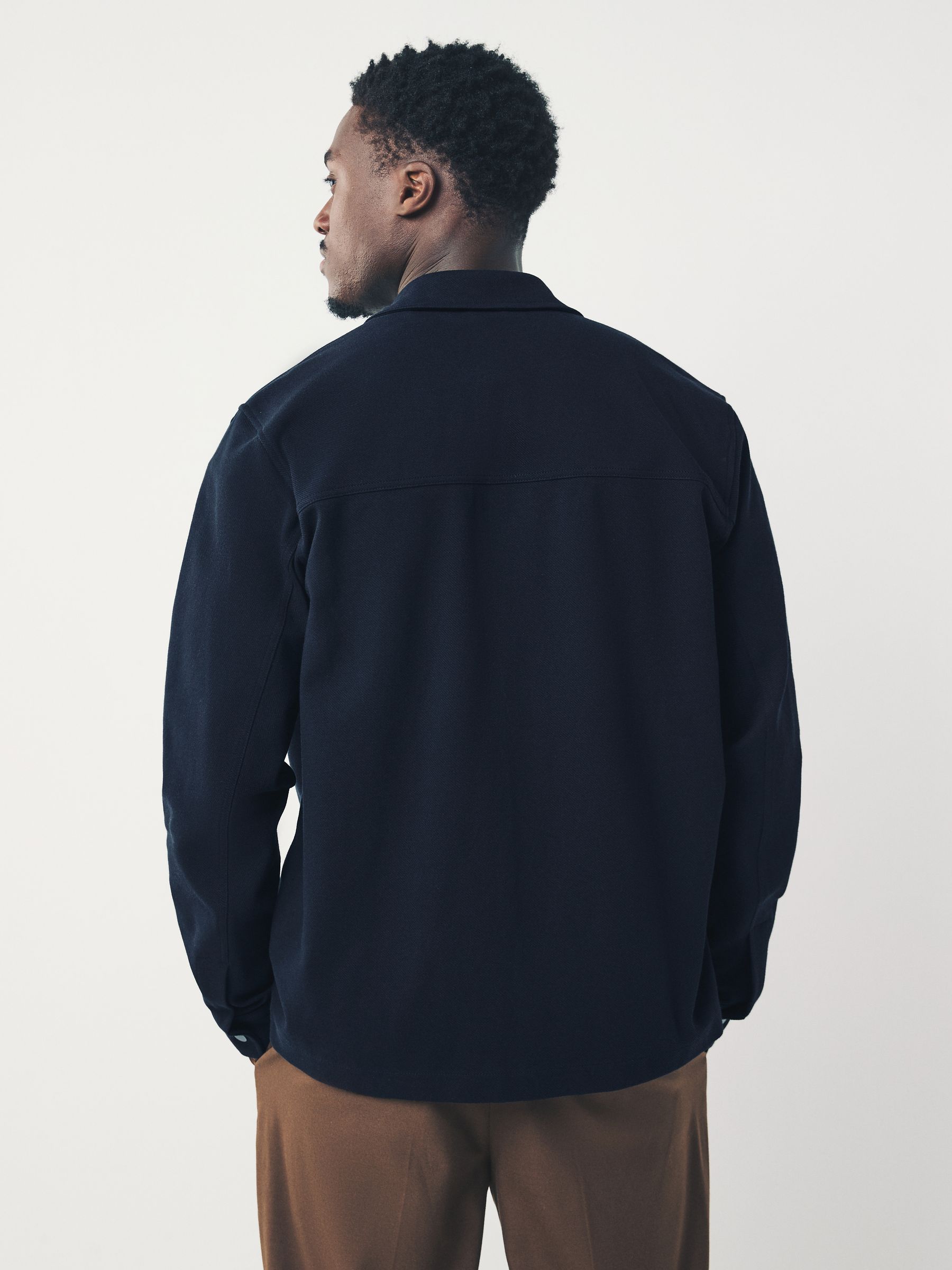 Buy Navy Blue Jersey Twill Popper Shacket from the Next UK online shop