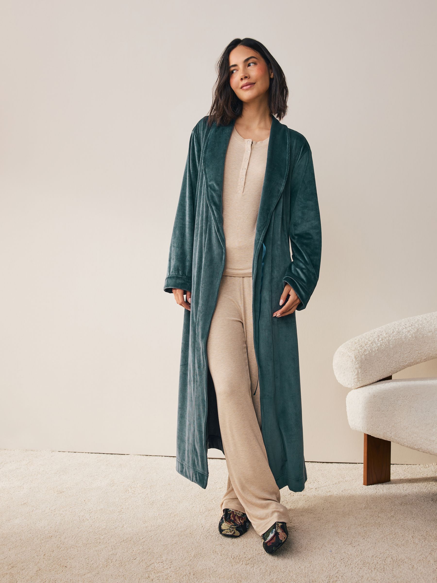 Buy Blue Studio Cosy Ribbed Dressing Gown from Next Israel