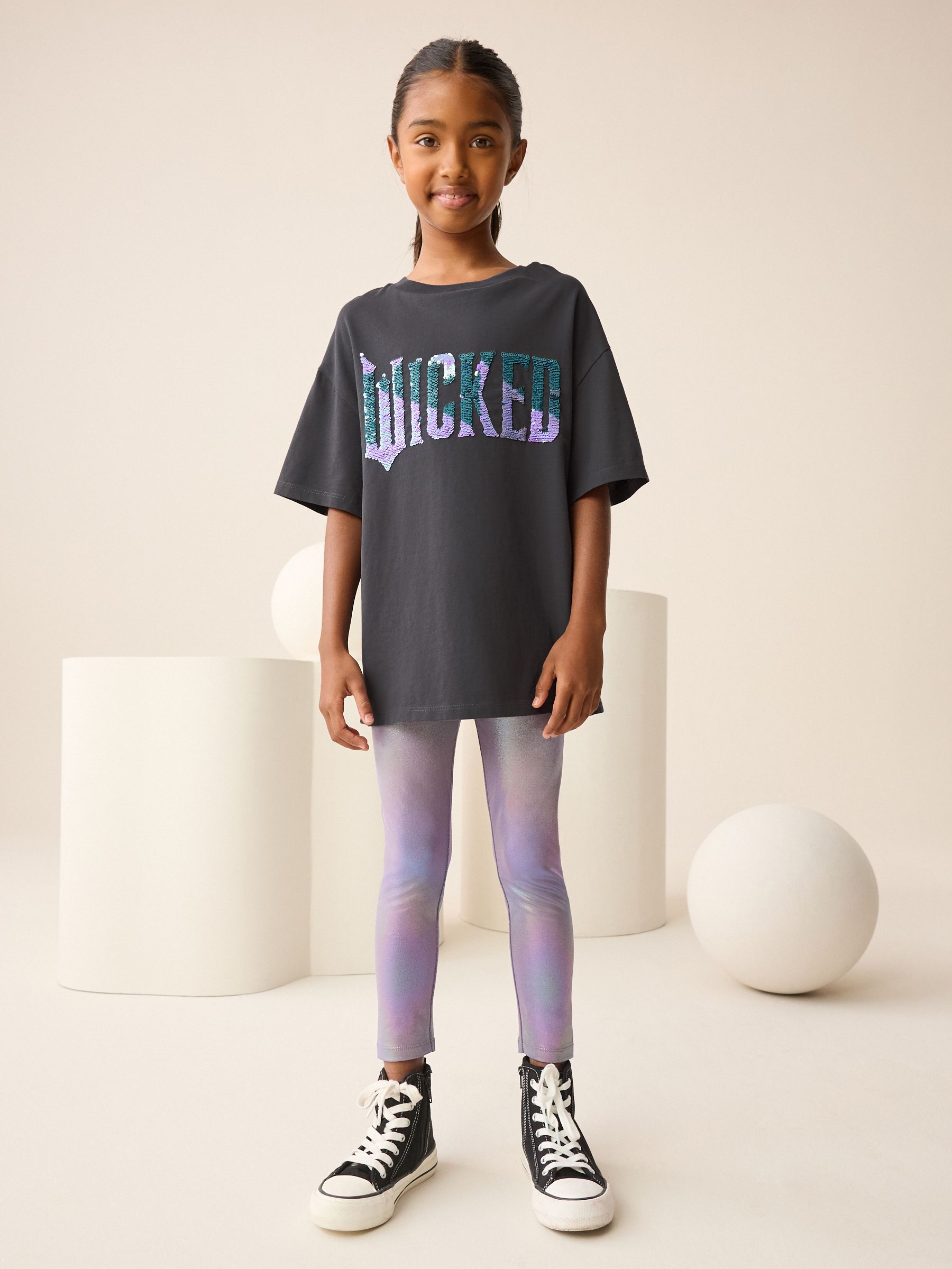 Buy Charcoal Grey Wicked Oversized Graphic Print T-Shirt (3-16yrs) from ...