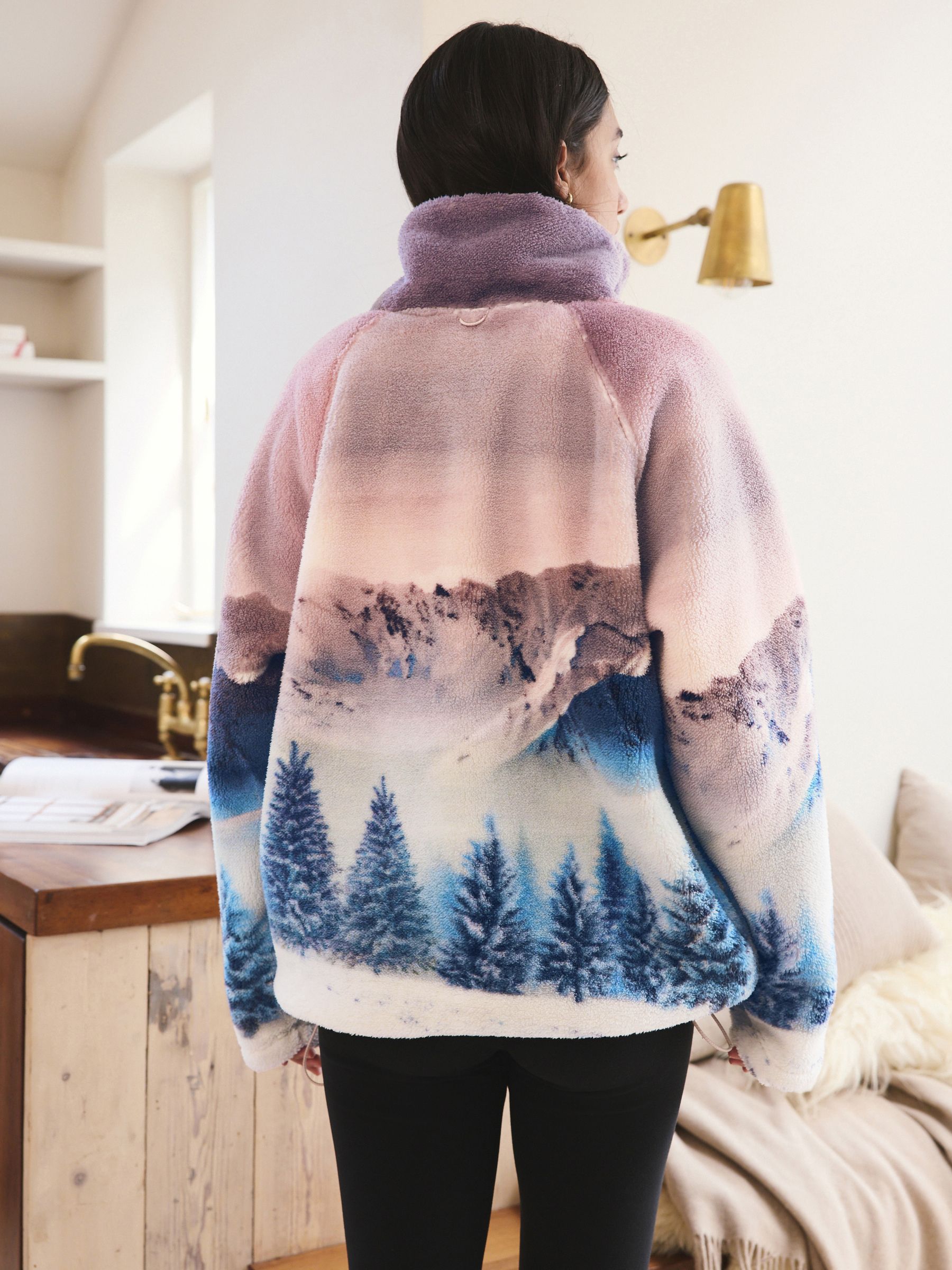 Buy Pink Mountain Scene Printed Borg Fleece Top from the Next UK online ...
