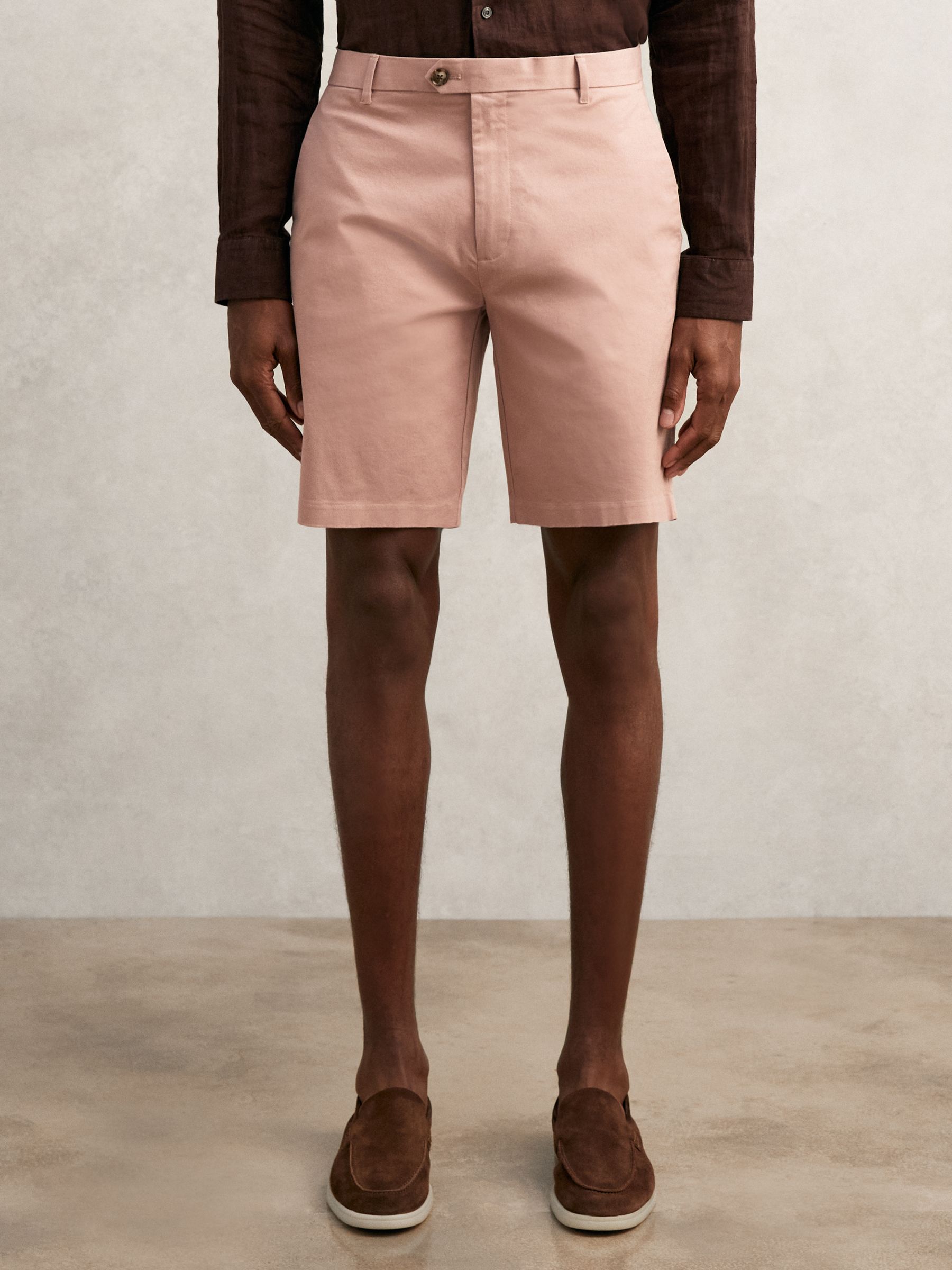 Buy Reiss Rose Pink Wicket Modern Fit Cotton Blend Chino Shorts from ...
