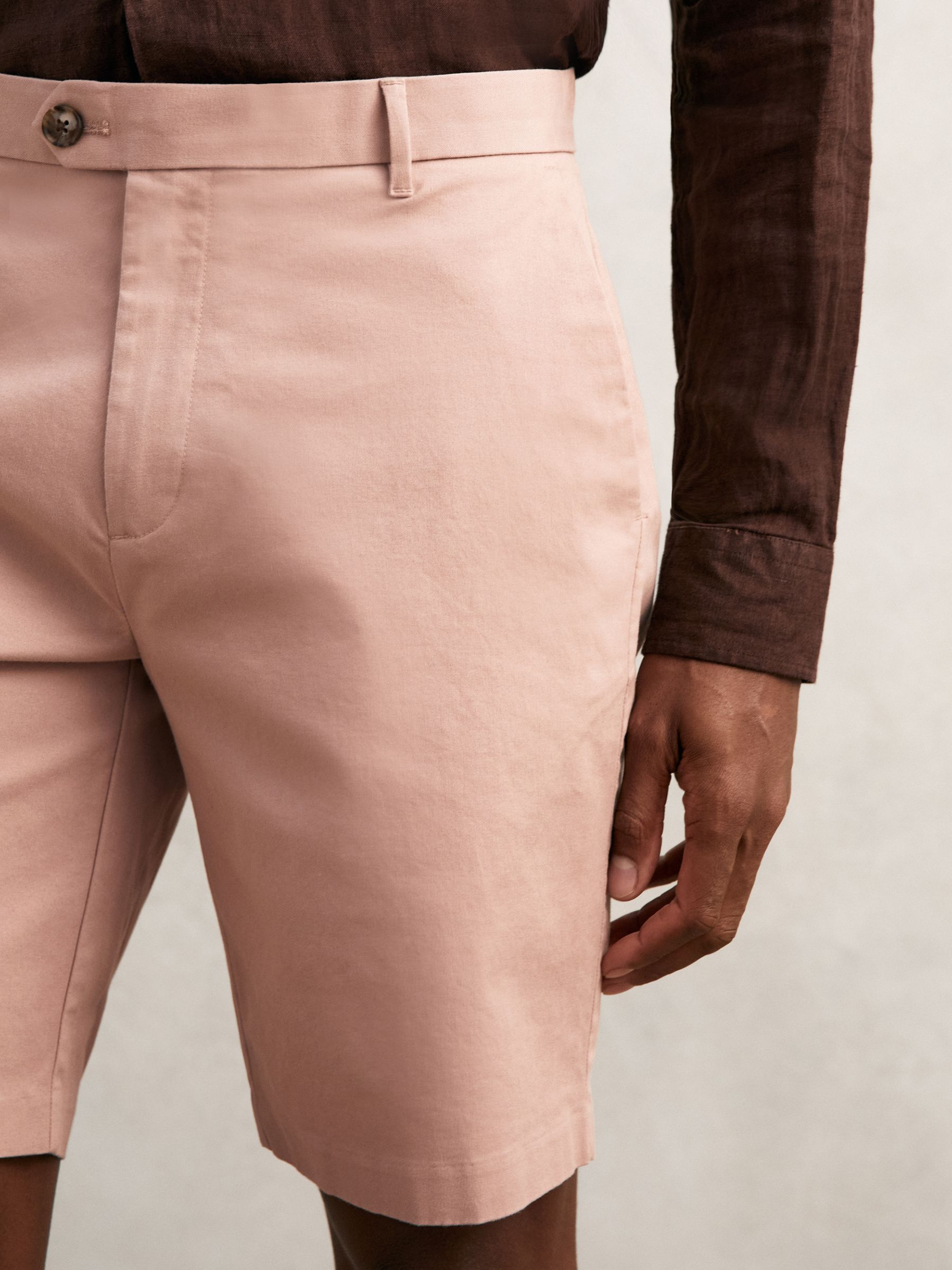 Buy Reiss Rose Pink Wicket Cotton Chino Shorts with Stretch from the ...