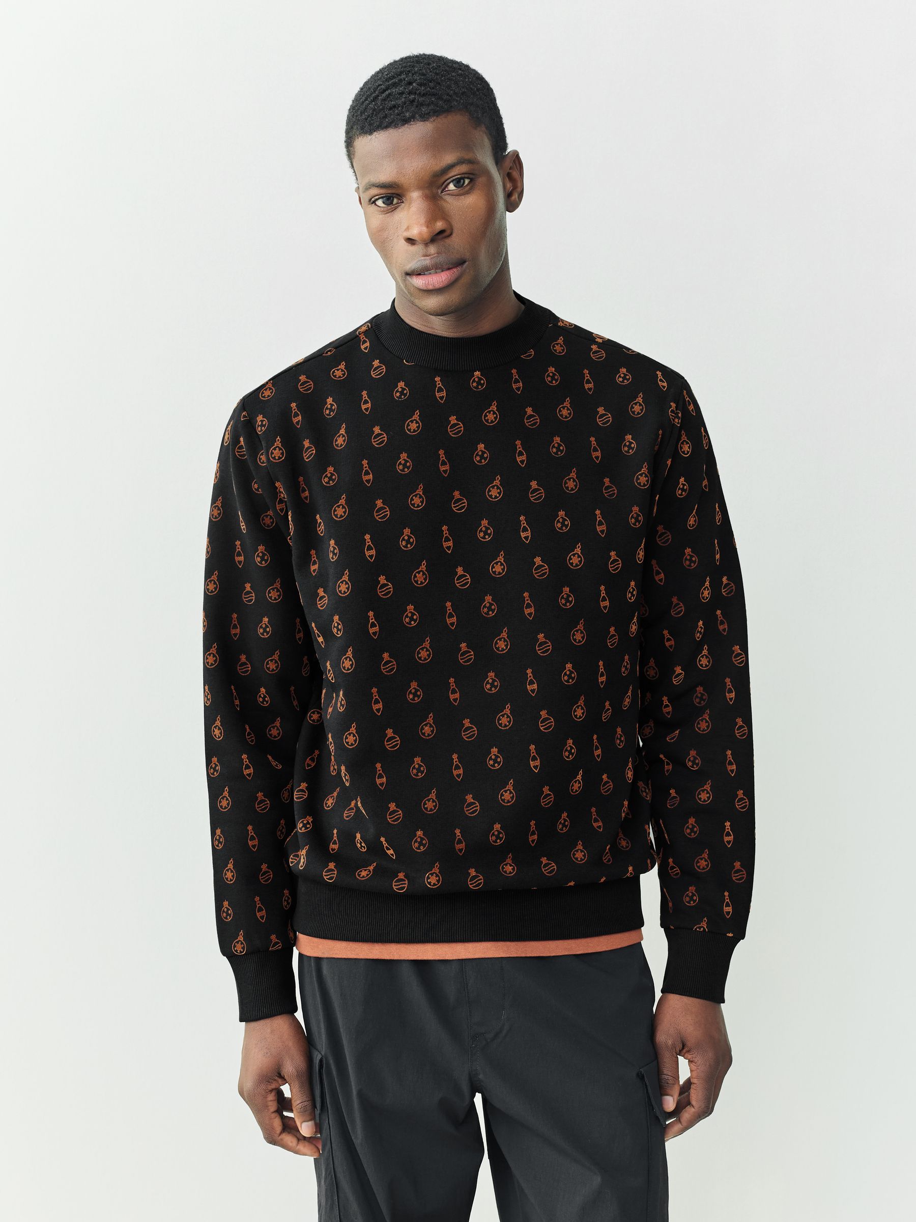 Buy Black/Gold Pattern Christmas Crew Sweatshirt from Next USA