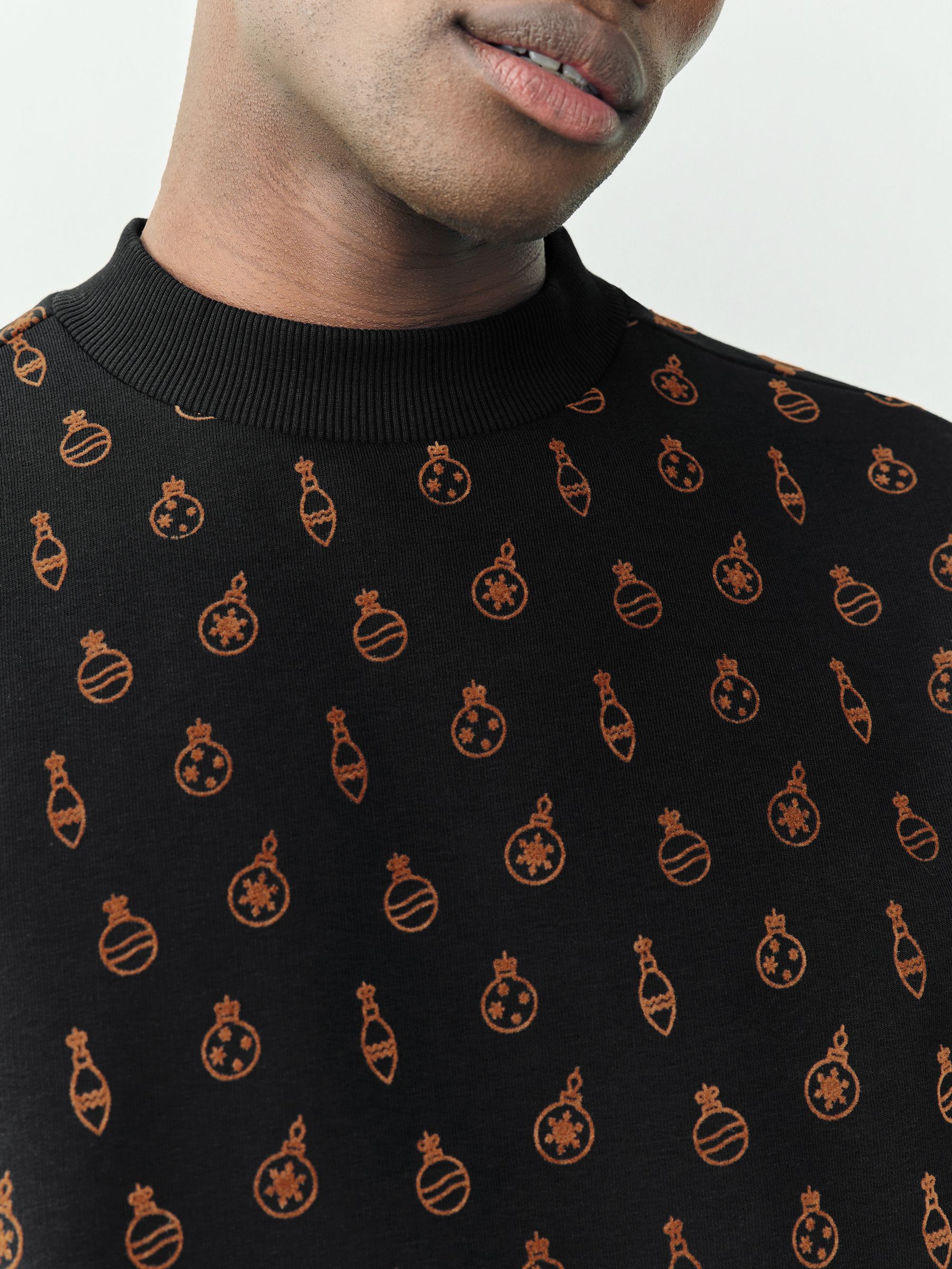 Buy Black/Gold Pattern Christmas Crew Sweatshirt from Next USA