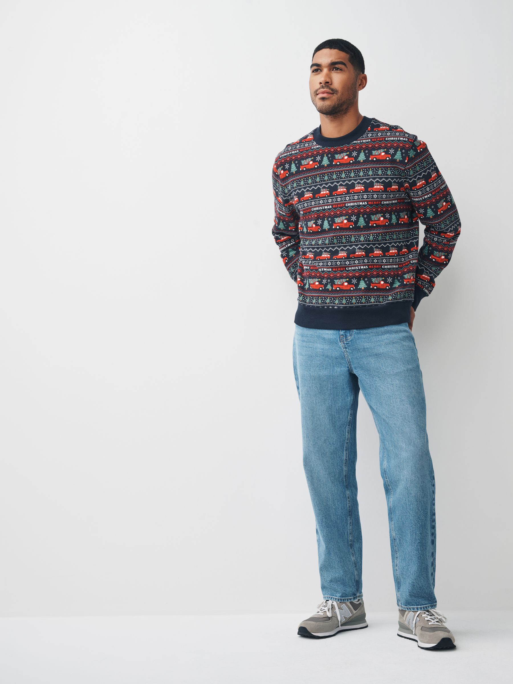 Buy Navy Blue Fairisle Crew Sweatshirt Pattern Christmas Crew ...