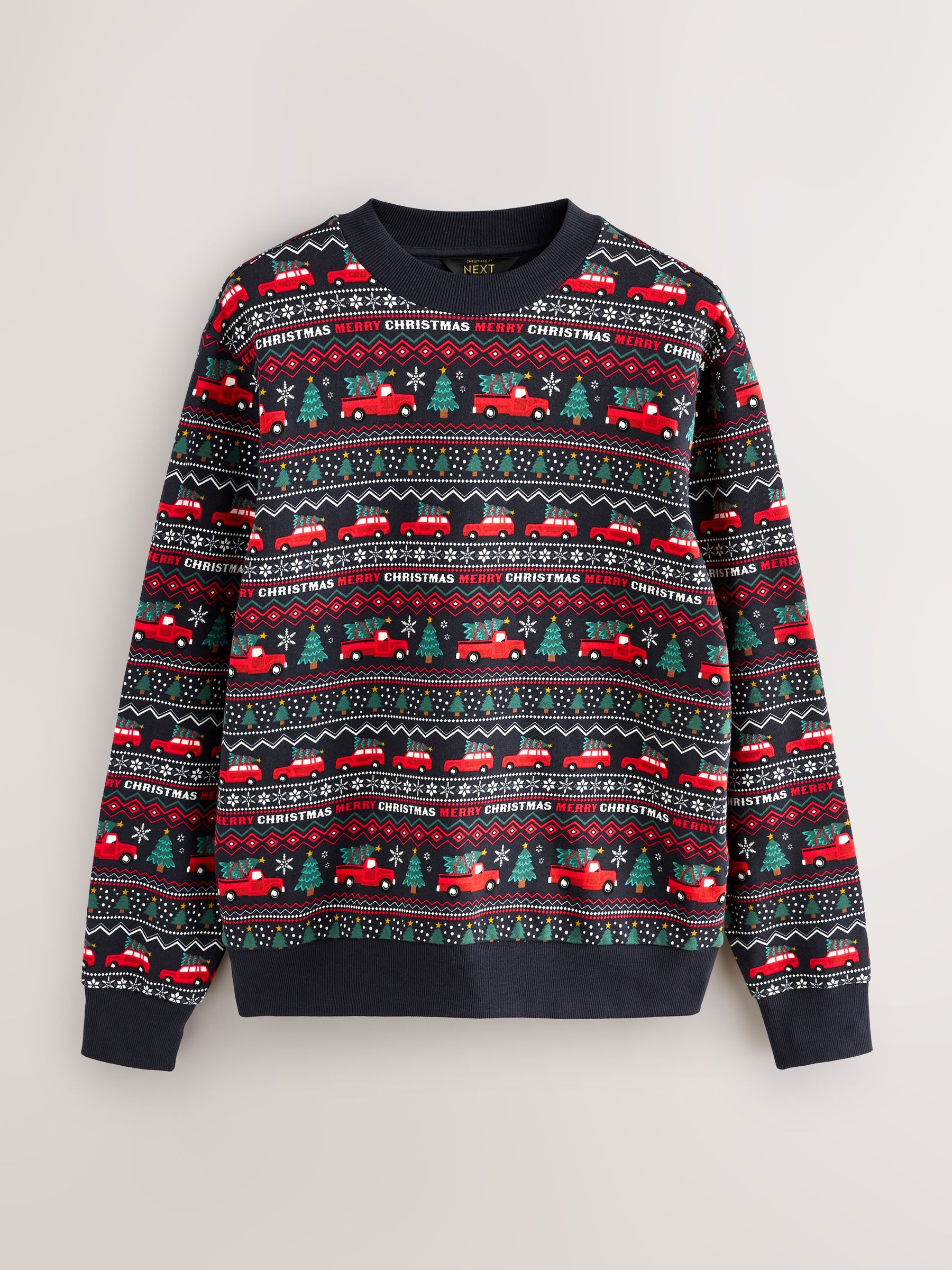 Buy Navy Blue Fairisle Crew Sweatshirt Pattern Christmas Crew ...