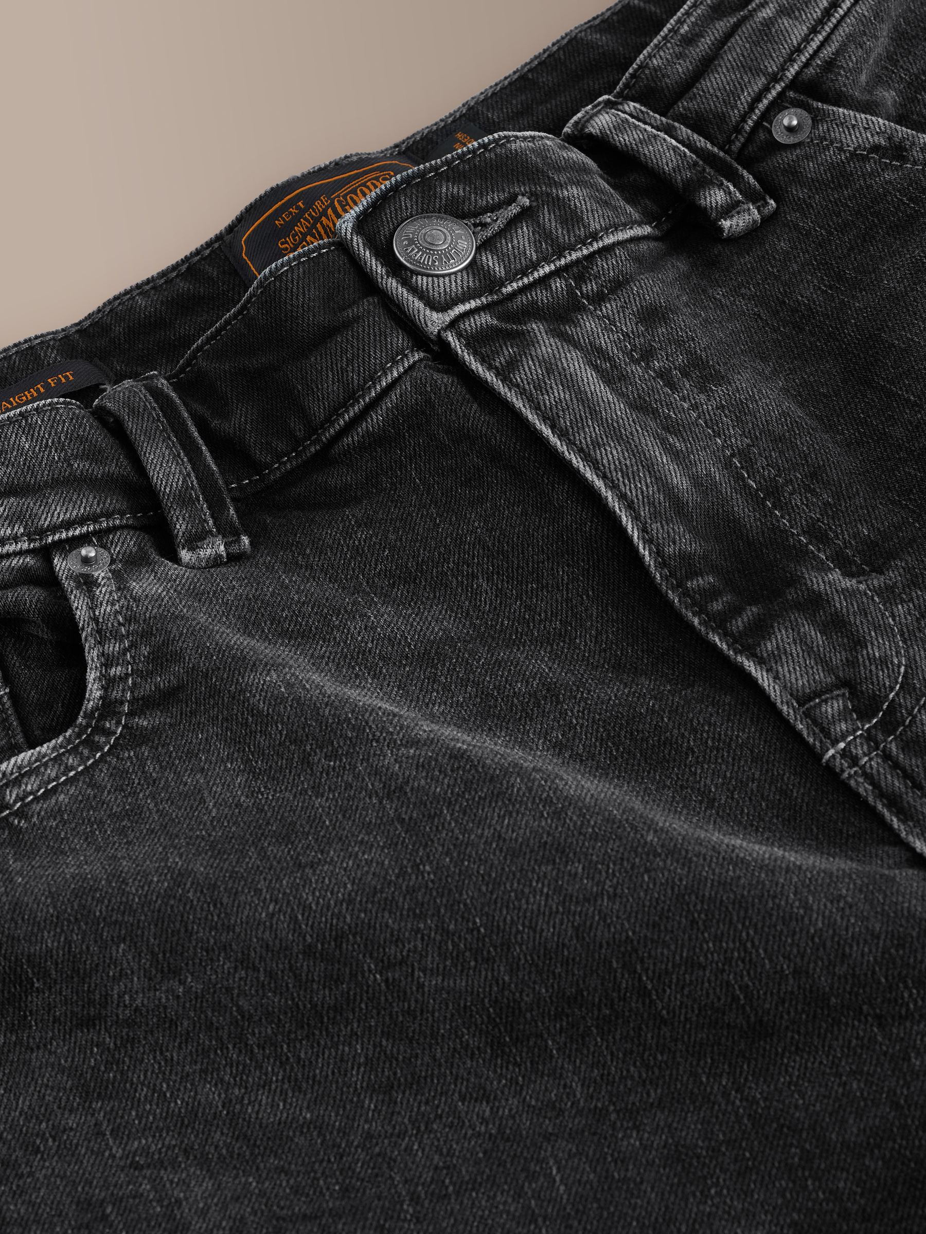 Buy Black Straight Fit Signature Soft Touch Denim Jeans from the Next ...