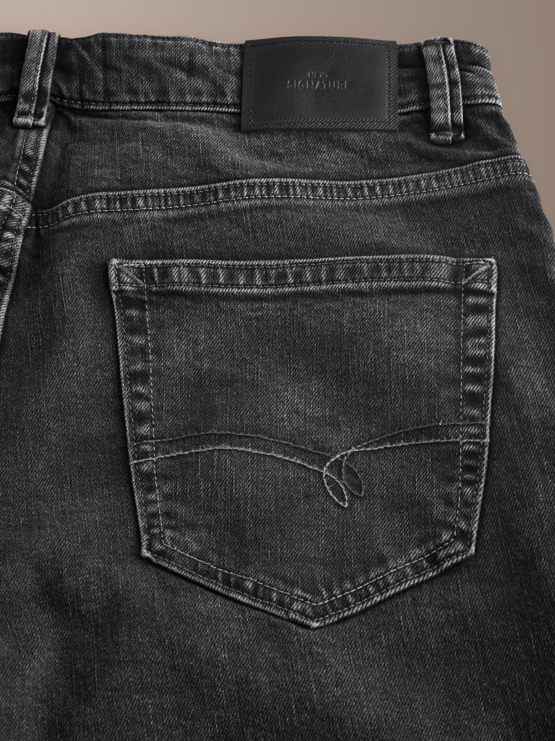 Buy Black Straight Fit Signature Soft Touch Denim Jeans from the Next ...