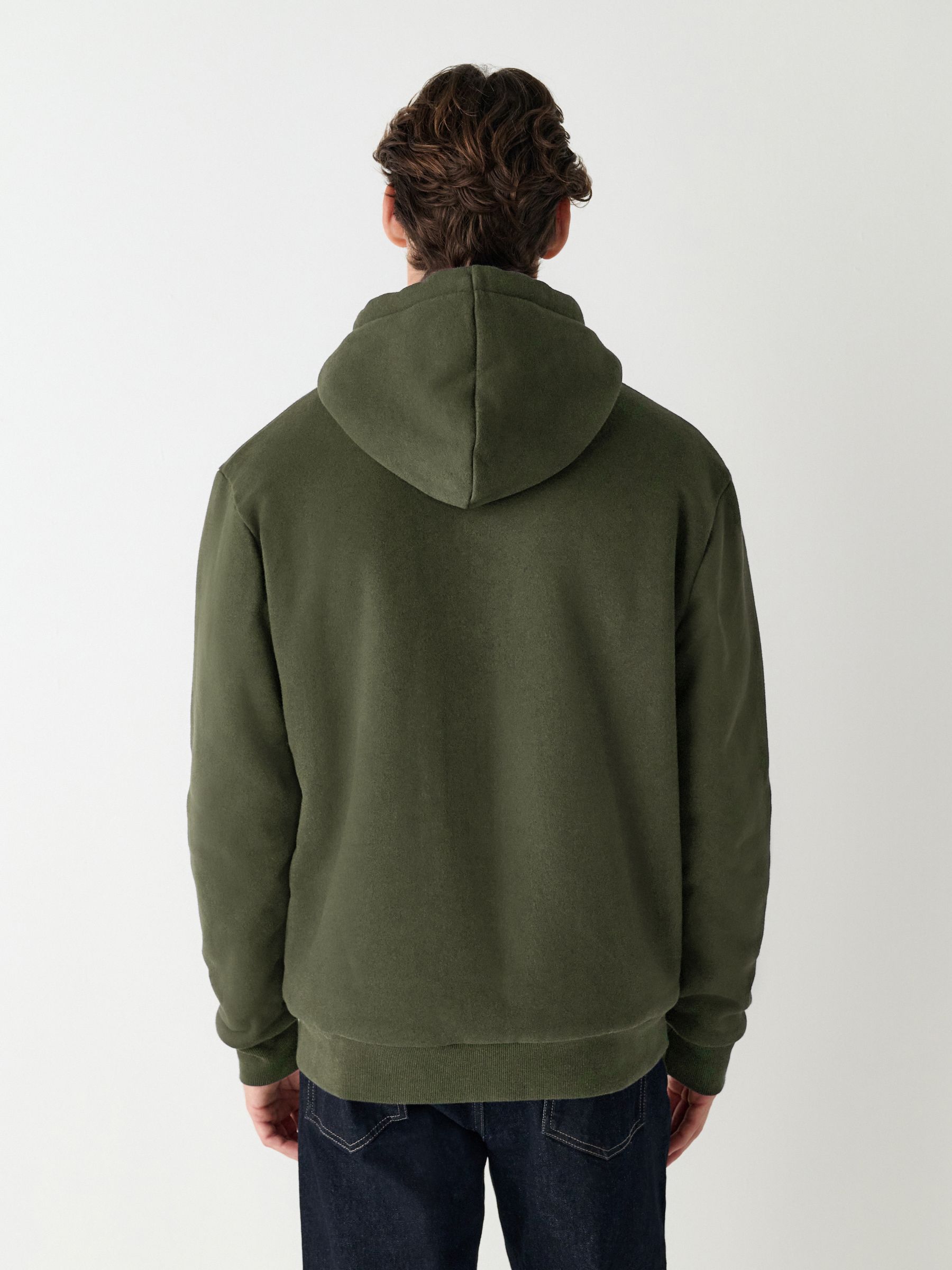 Buy Khaki Green Borg Fleece Lined Full Zip Hoodie from Next Saudi Arabia