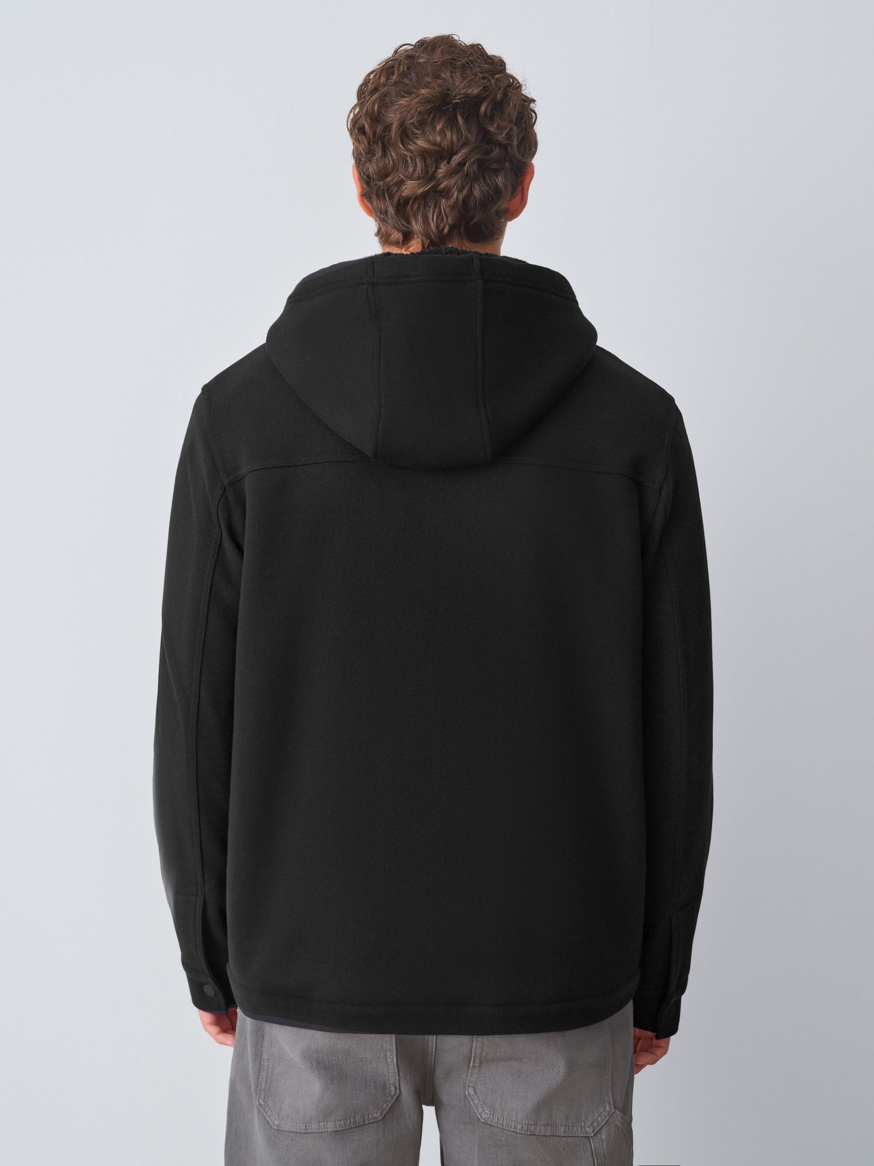 Buy Black Hooded Borg Fleece Lined Shacket from the Next UK online shop