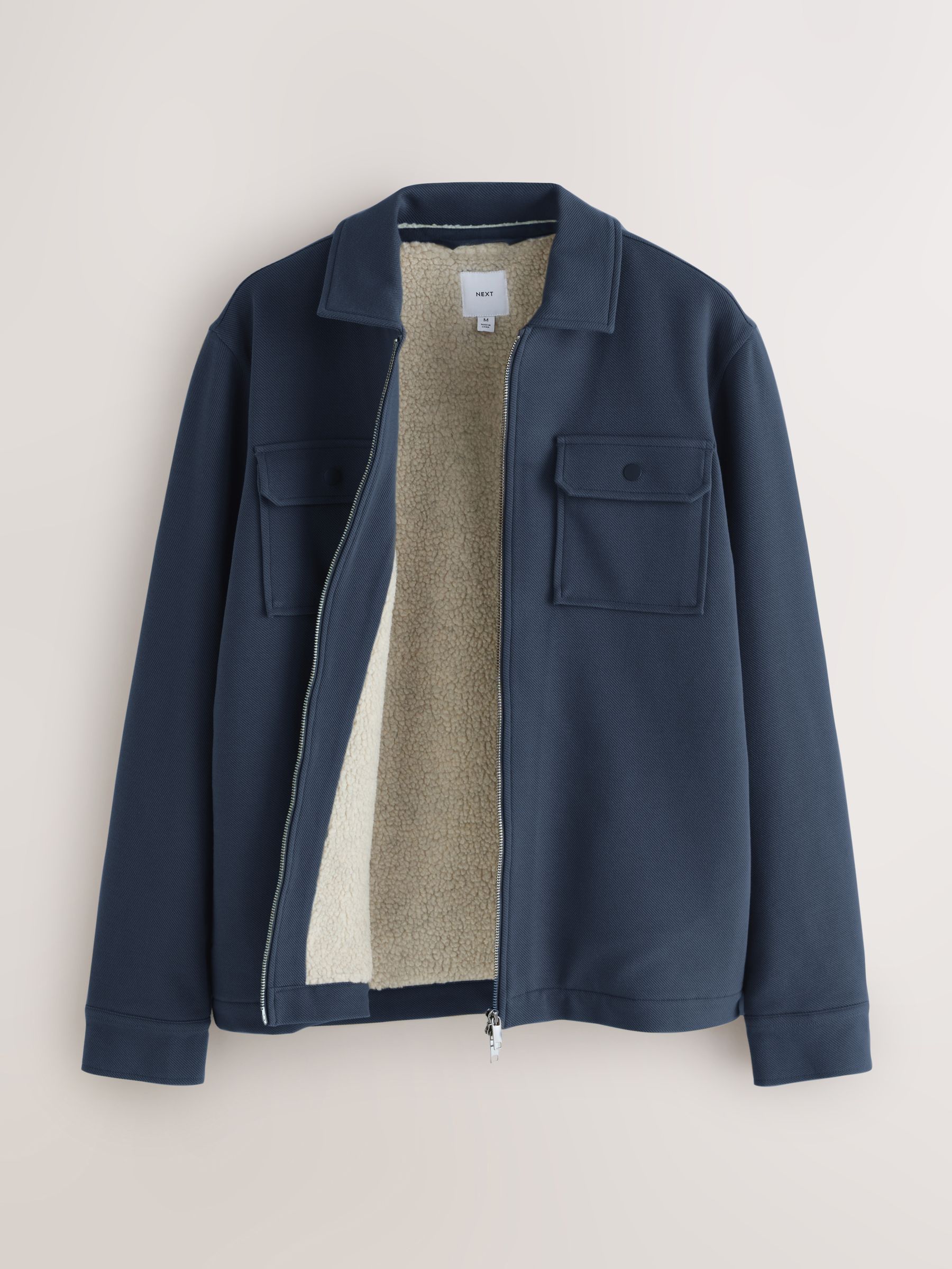 Buy Navy Blue Borg Fleece Lined Shacket from the Next UK online shop
