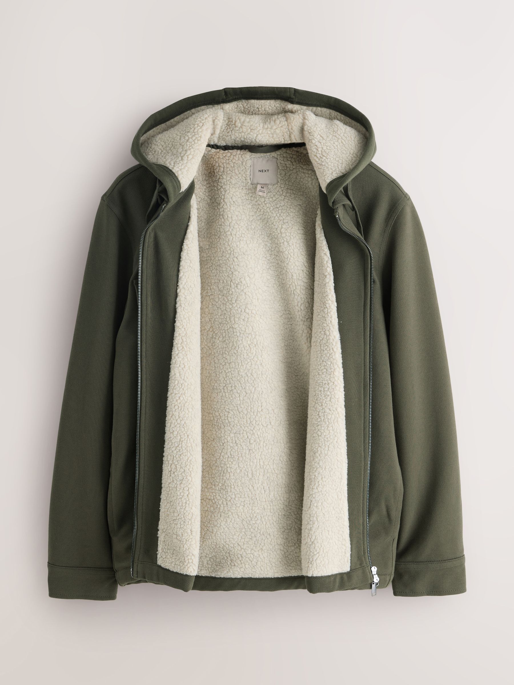 Buy Khaki Green Hooded Borg Fleece Lined Shacket from the Next UK ...