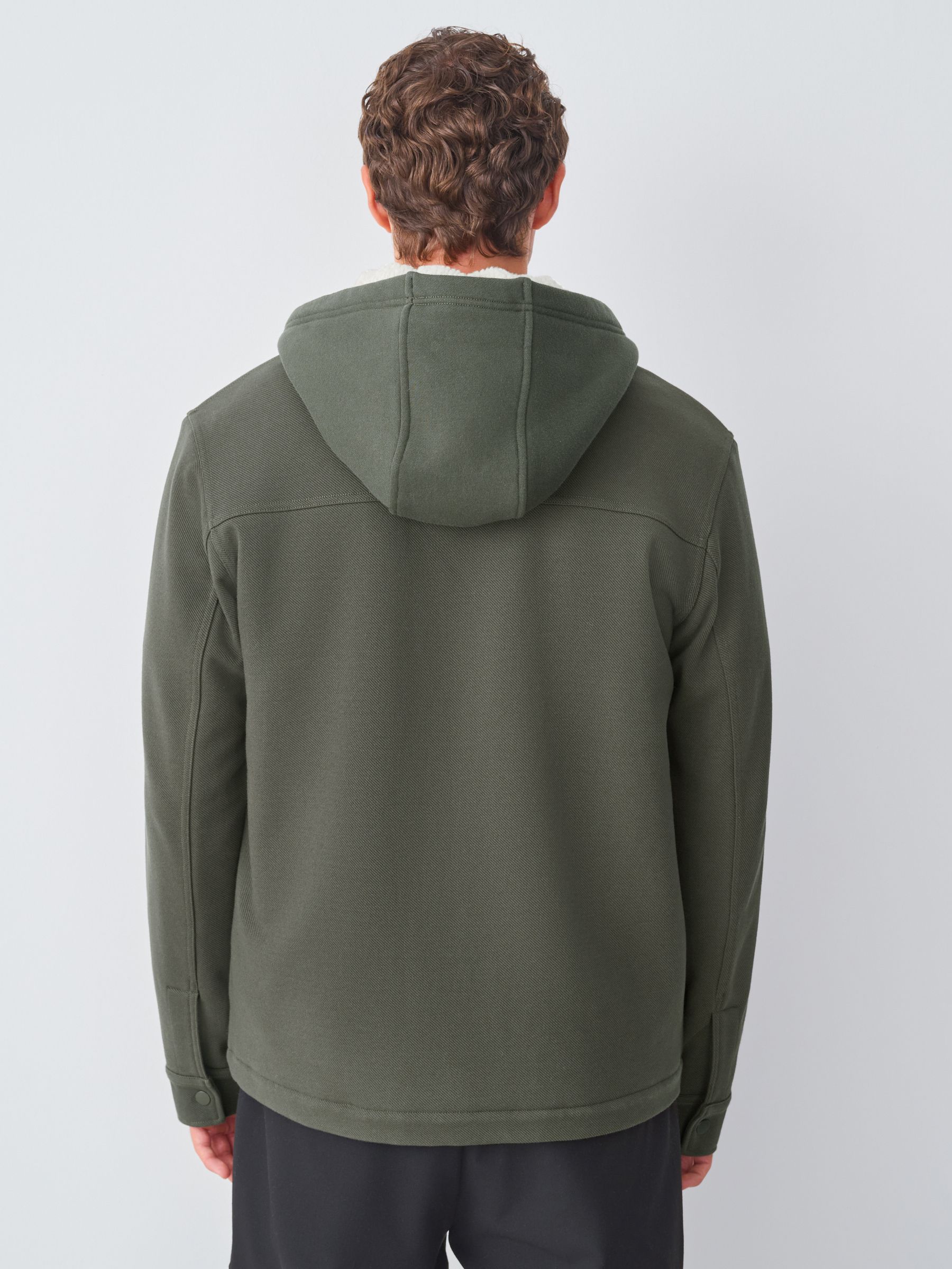 Buy Khaki Green Hooded Borg Fleece Lined Shacket from Next Saudi Arabia