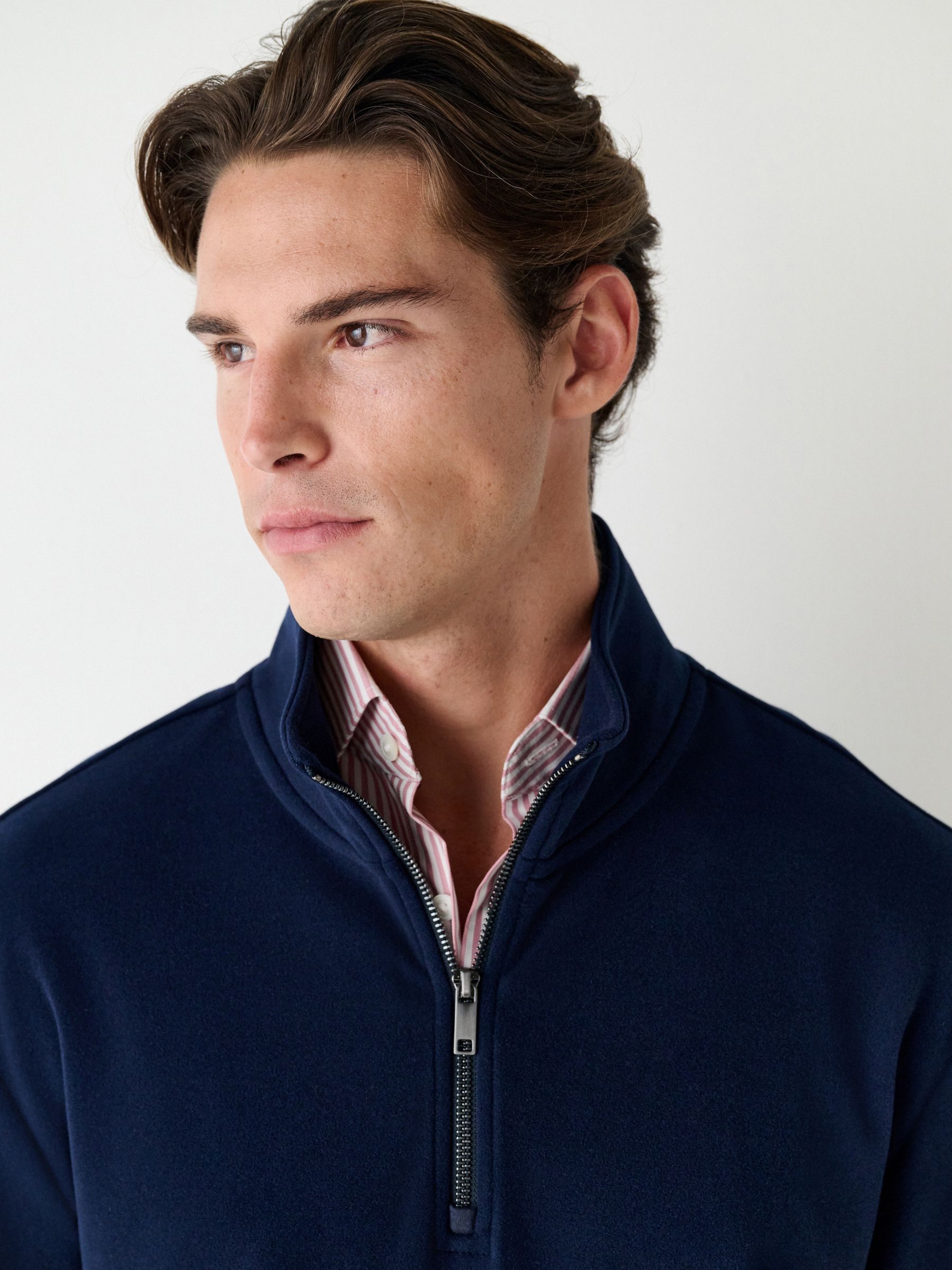 Buy Navy Blue Soft Touch Quarter Zip Neck Fleece from the Next UK ...