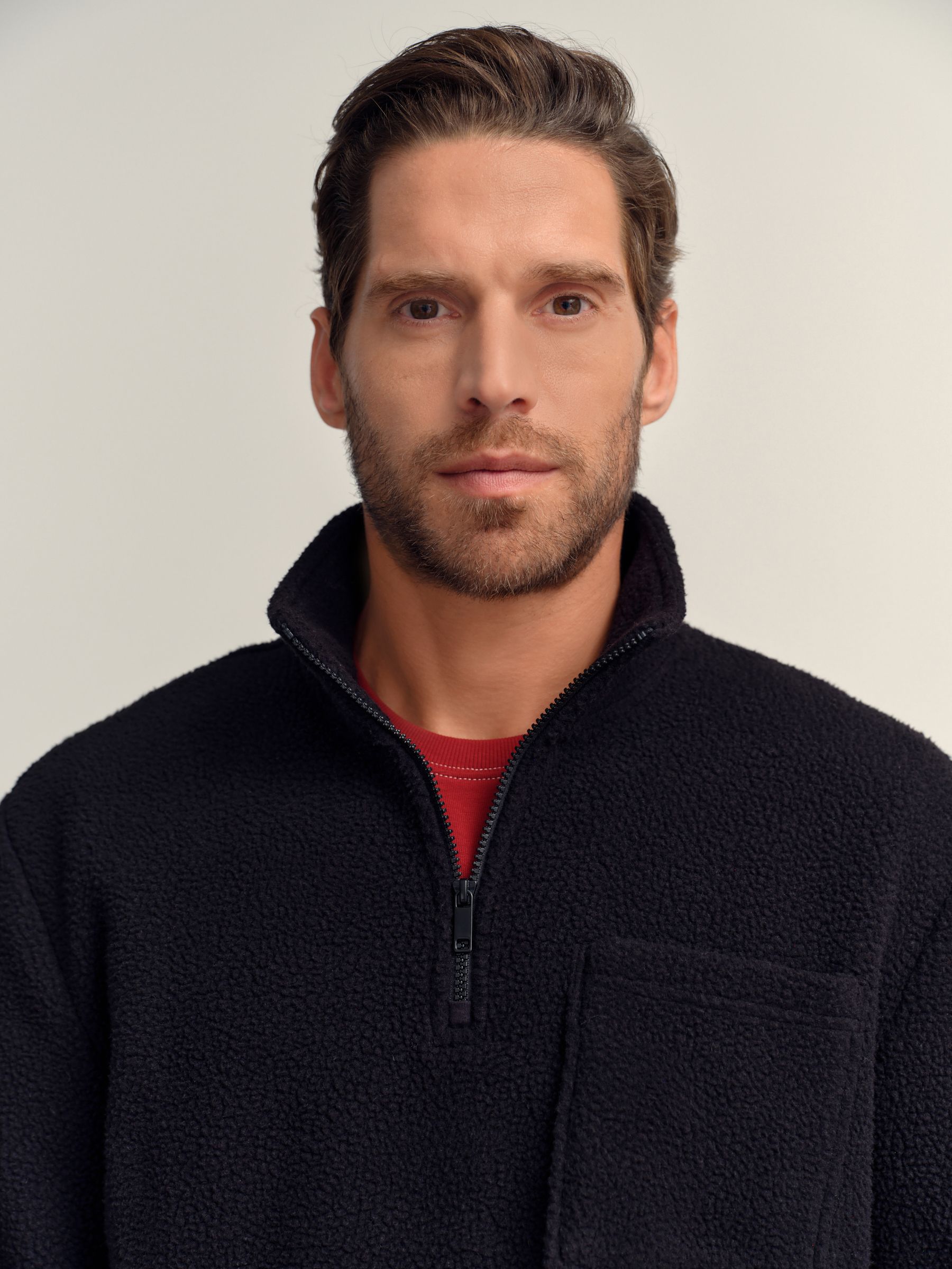 Buy Black Quarter Zip Borg Fleece from Next Canada