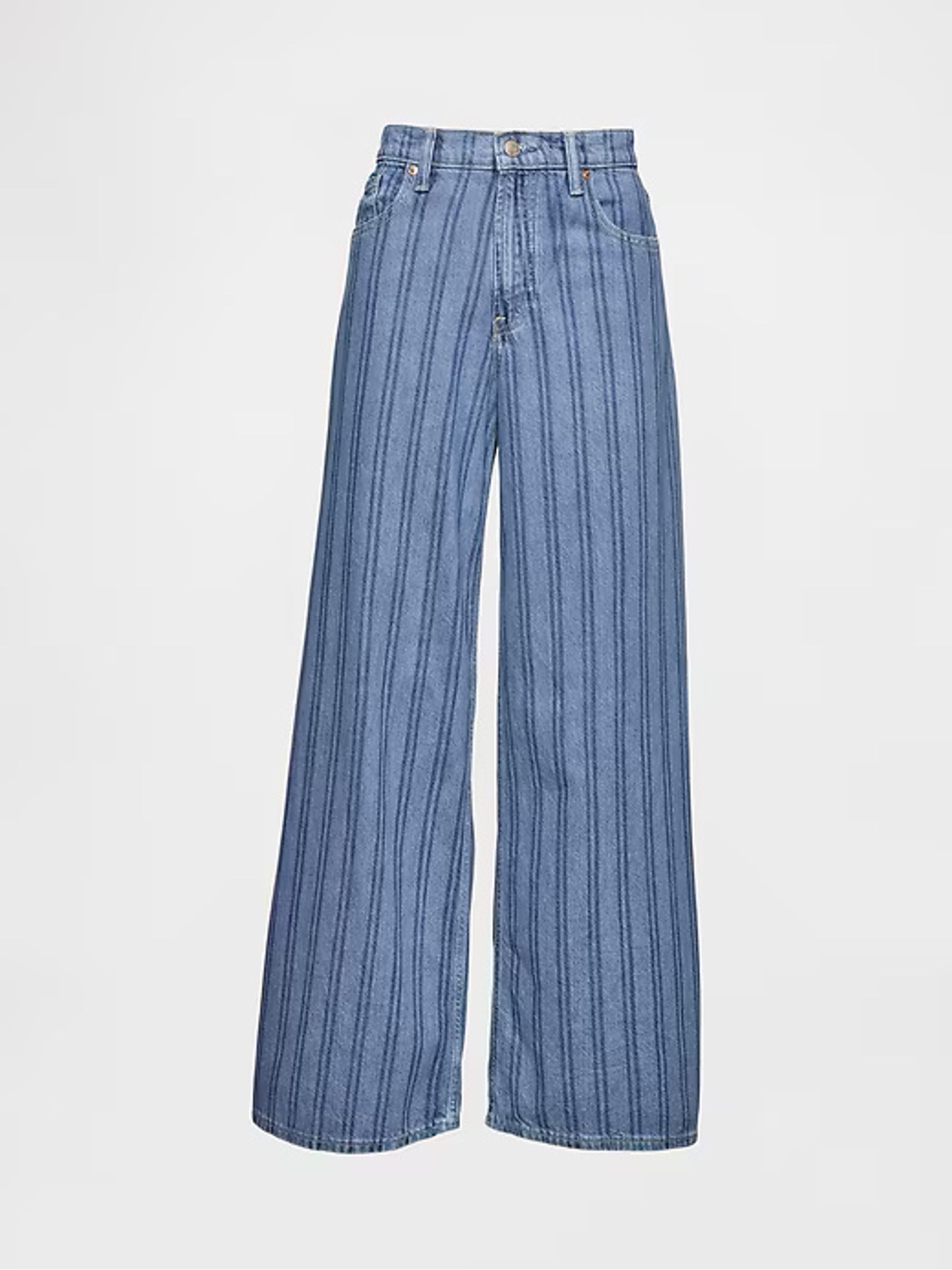 Buy Gap Blue Pinstripe Mid Rise UltraSoft Baggy Jeans from the Next UK ...