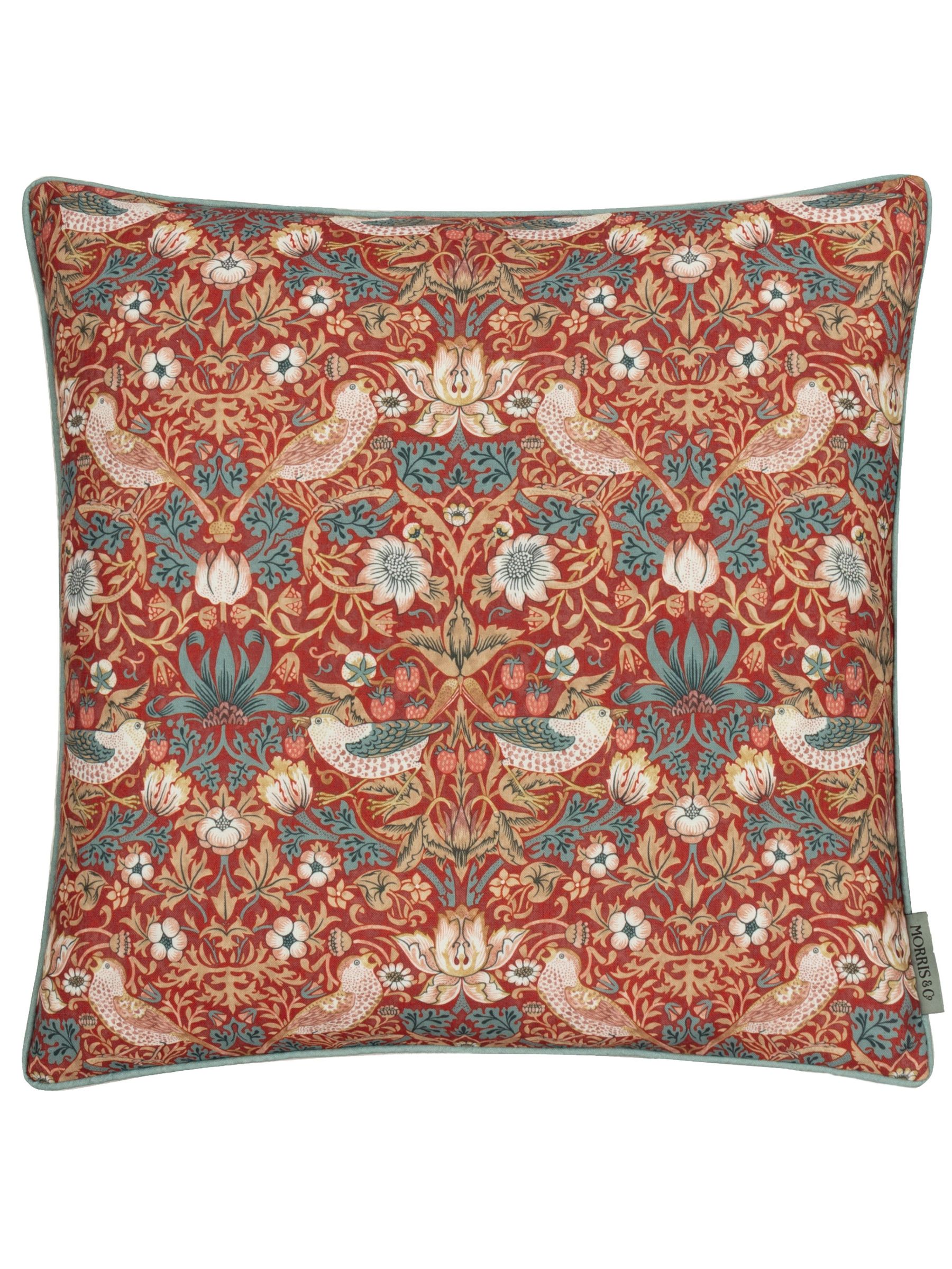 Buy Morris & Co Berry Strawberry Thief Piped Outdoor Cushion from the ...