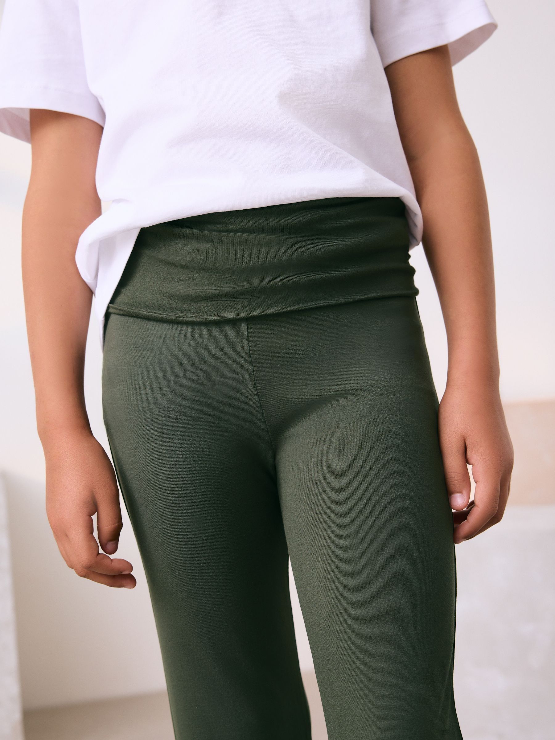 Buy Khaki Green Fold Over Flare Leggings (3-16yrs) from Next Republic ...