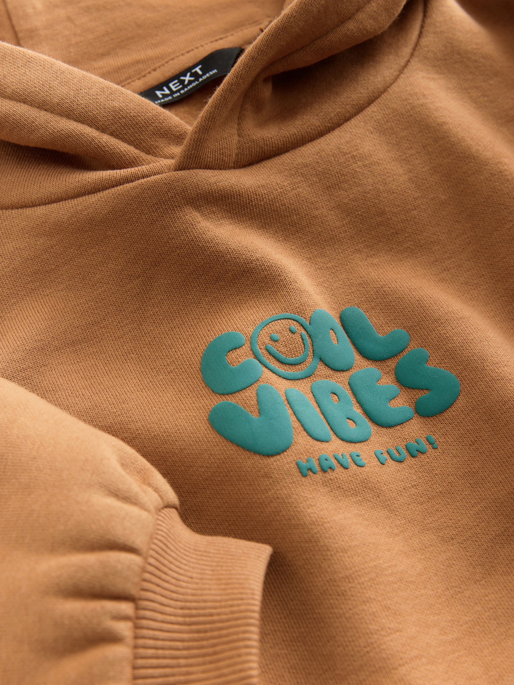 Buy Rust Brown Cool Vibes Printed Hoodie and Joggers Set (3mths-7yrs ...