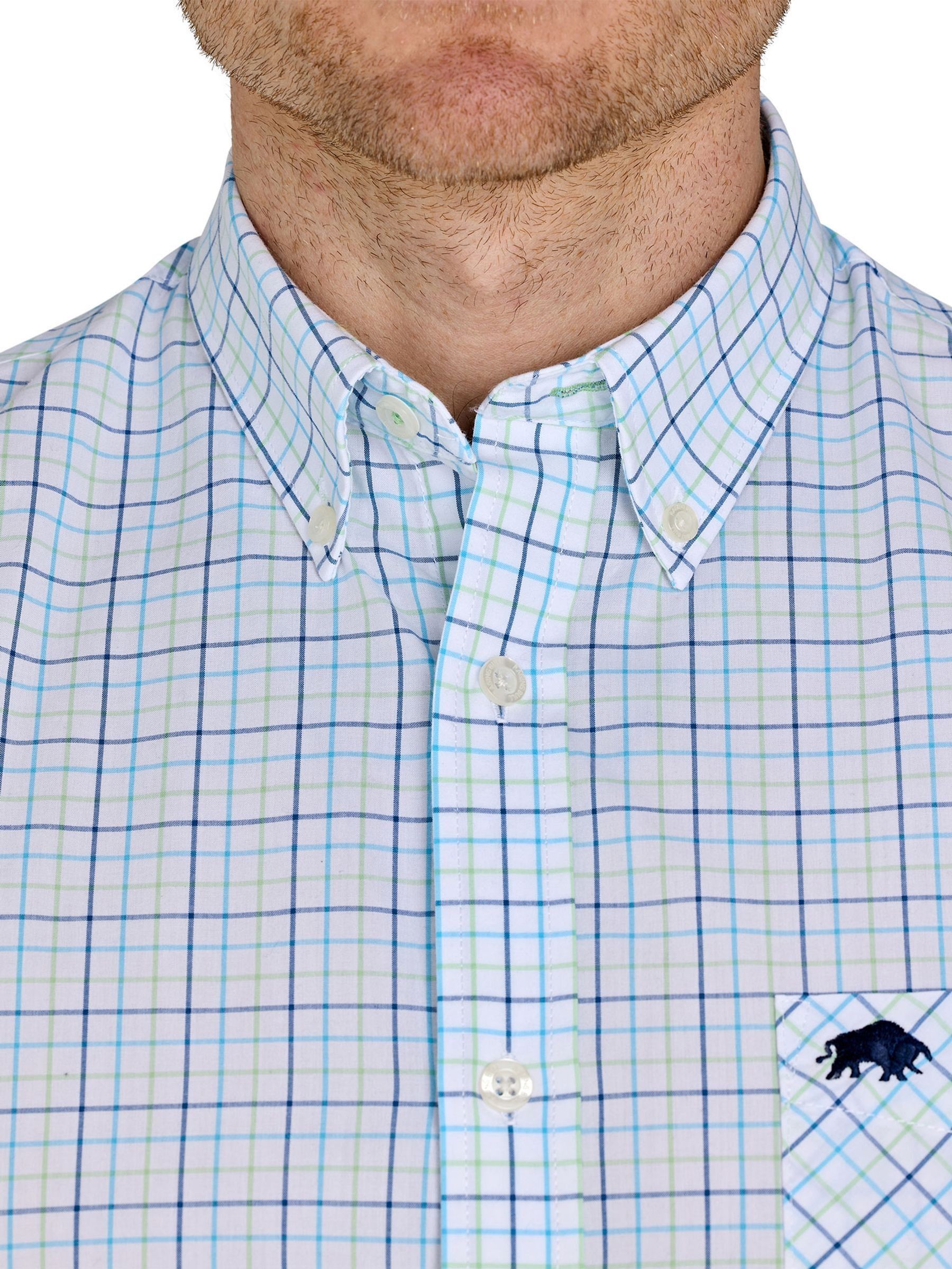 Buy Raging Bull Short Sleeve Window Pane 100% Cotton Poplin White Shirt ...