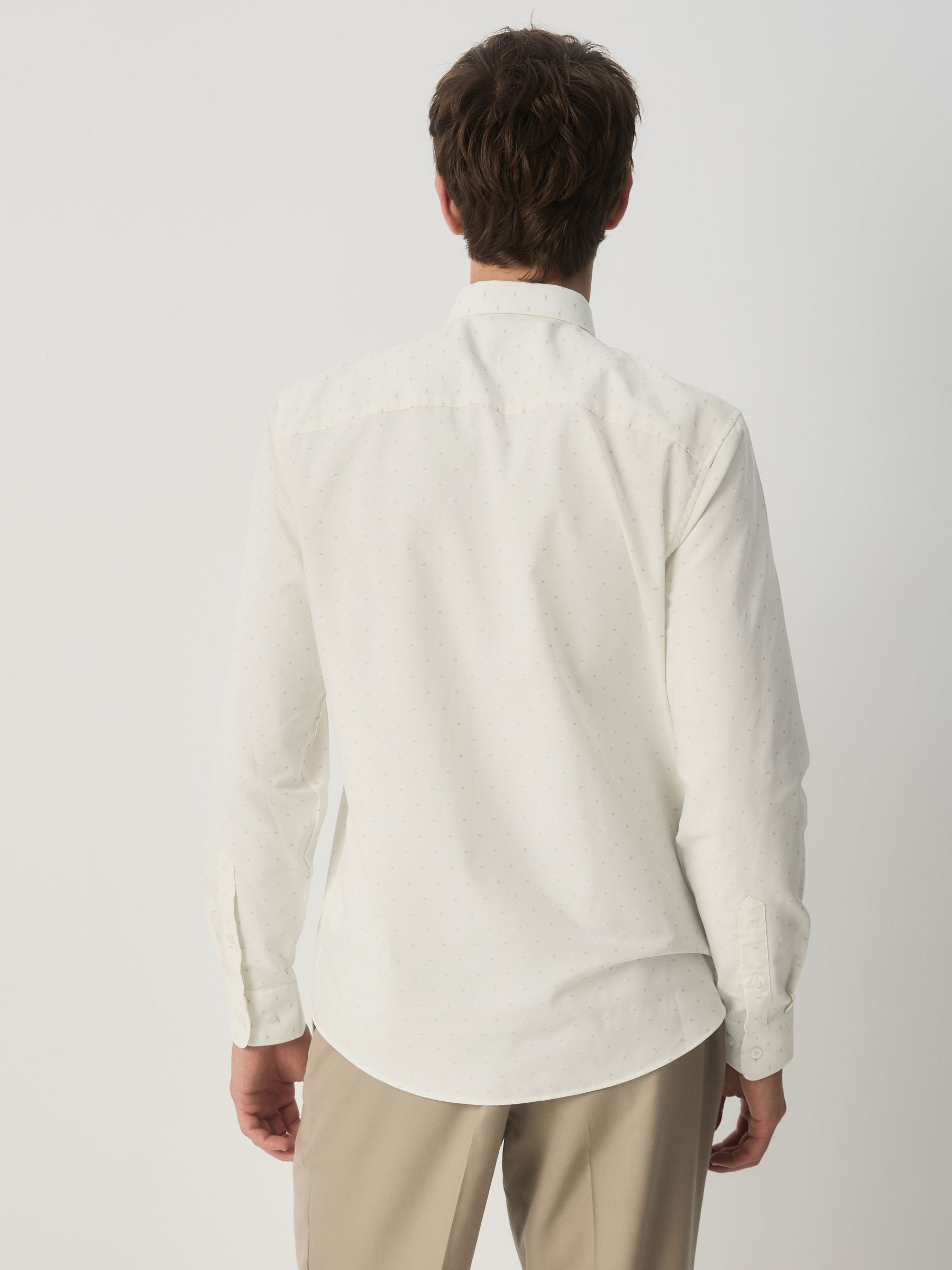 Buy White/Neutral Regular Fit Long Sleeve Embroided Print Smart Shirt ...
