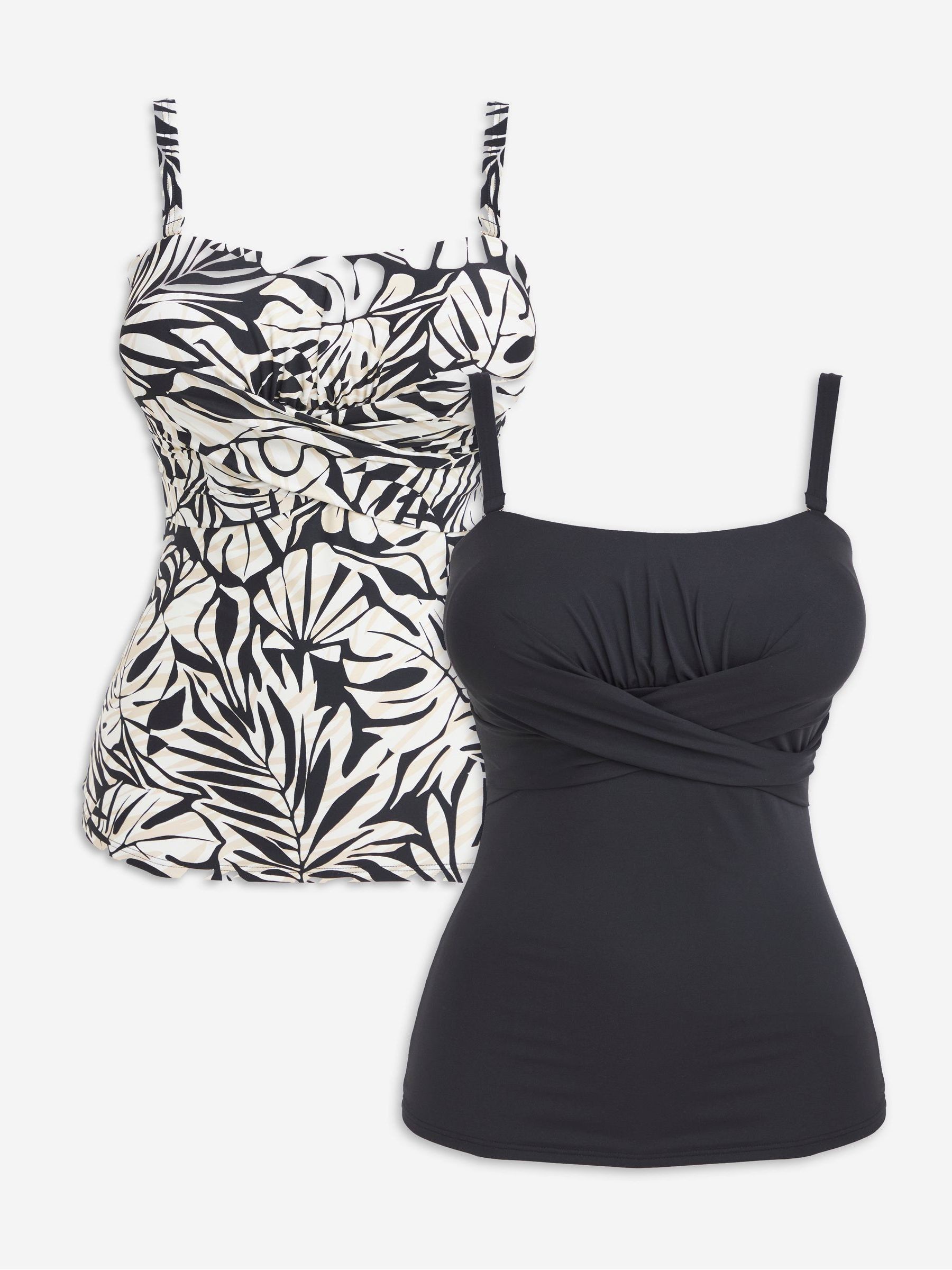 Buy Simply Be Black Magisculpt Bandeau Tankini Tops 2 Pack from the ...