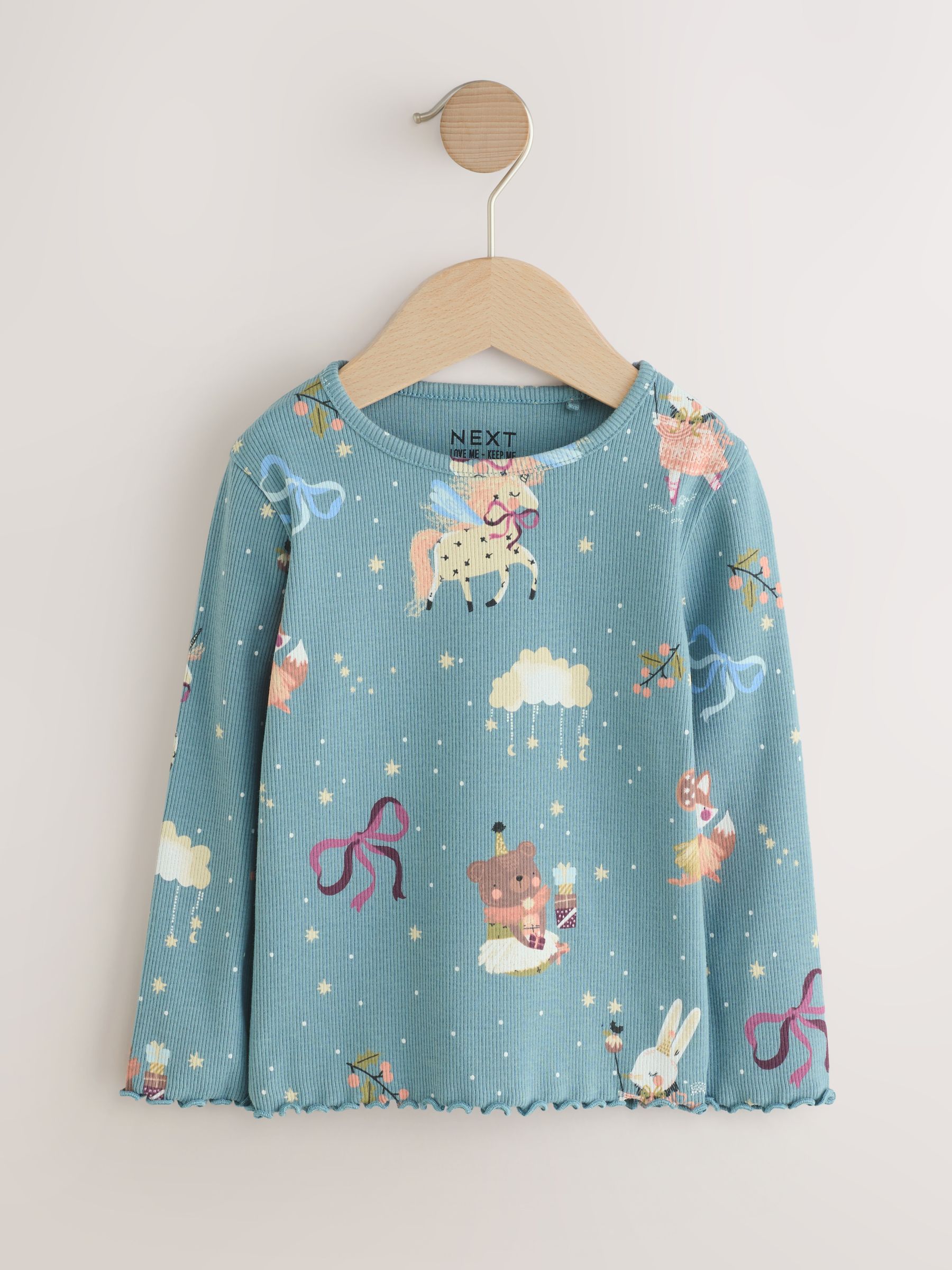 Buy Teal Blue Fairy Rib Long Sleeve T-Shirt (3mths-7yrs) from Next Israel