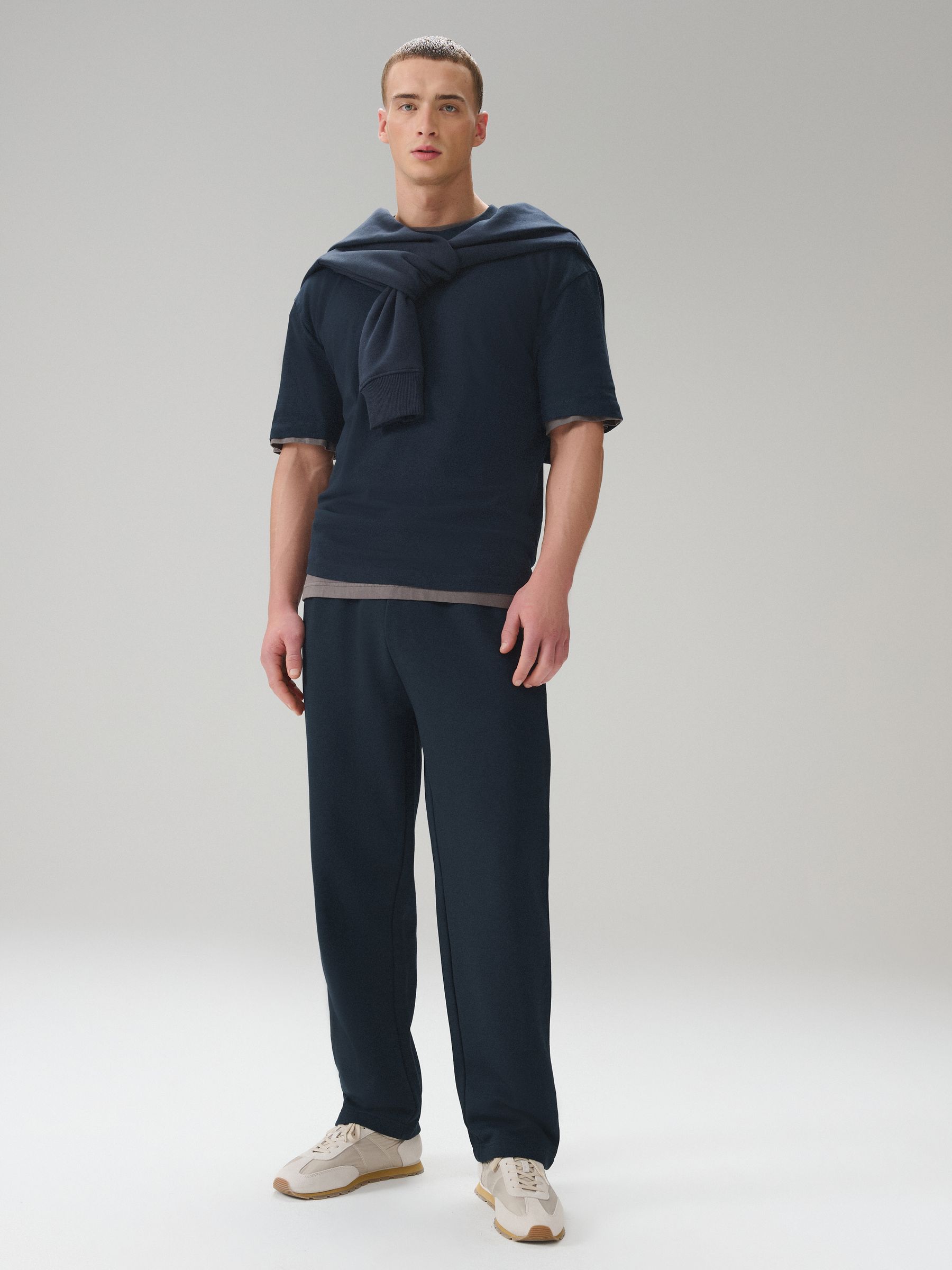 Buy Navy Blue Straight Fit Brushback Joggers from the Next UK online shop