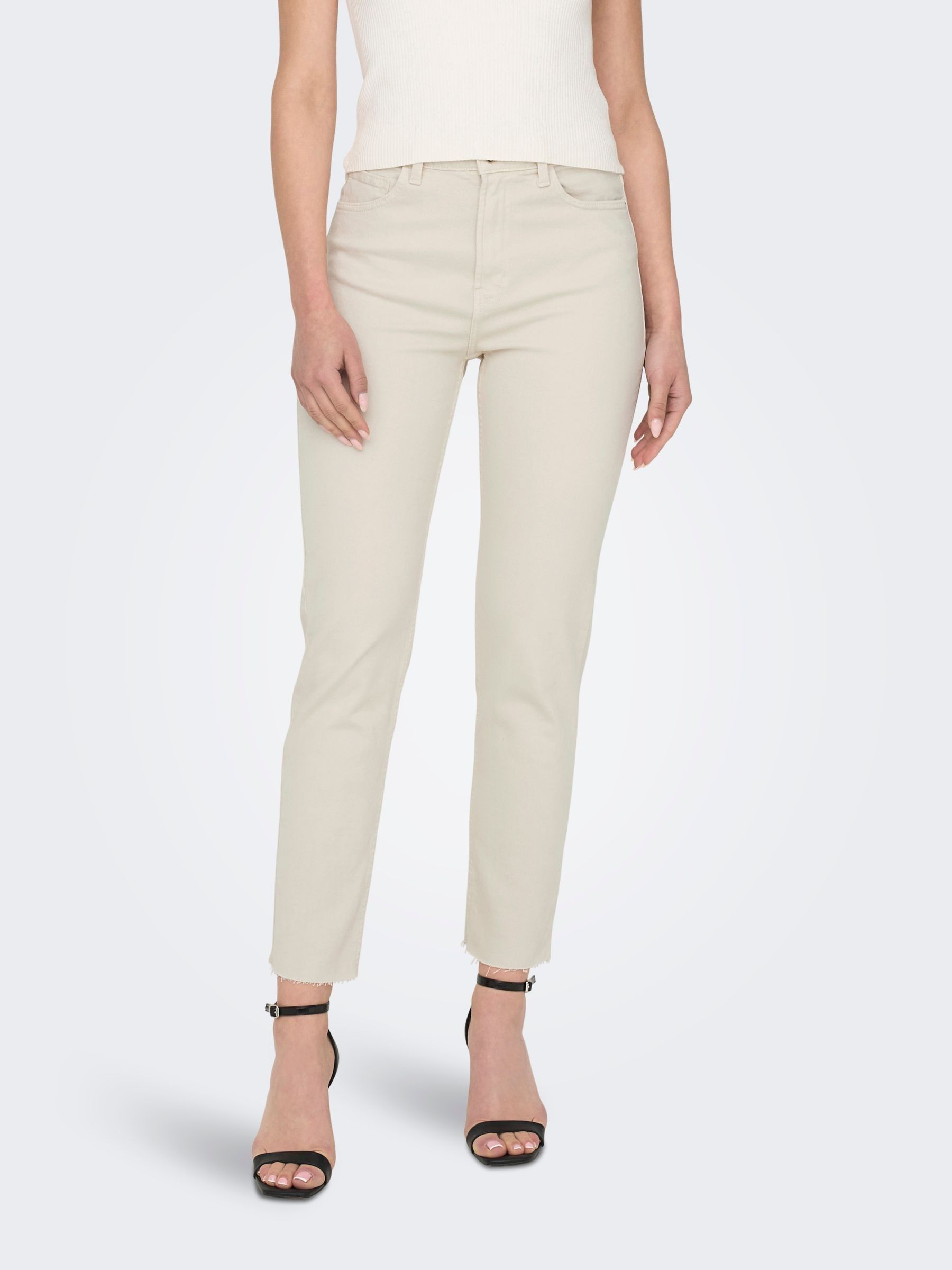 Buy ONLY Natural Emily High Waist Straight Leg Jeans from the Next UK ...