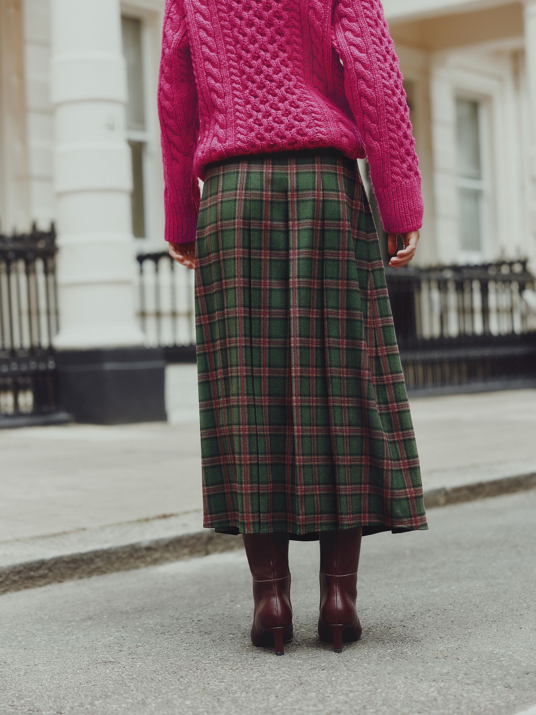 Buy Green Check Kilt Maxi Skirt from Next Kuwait