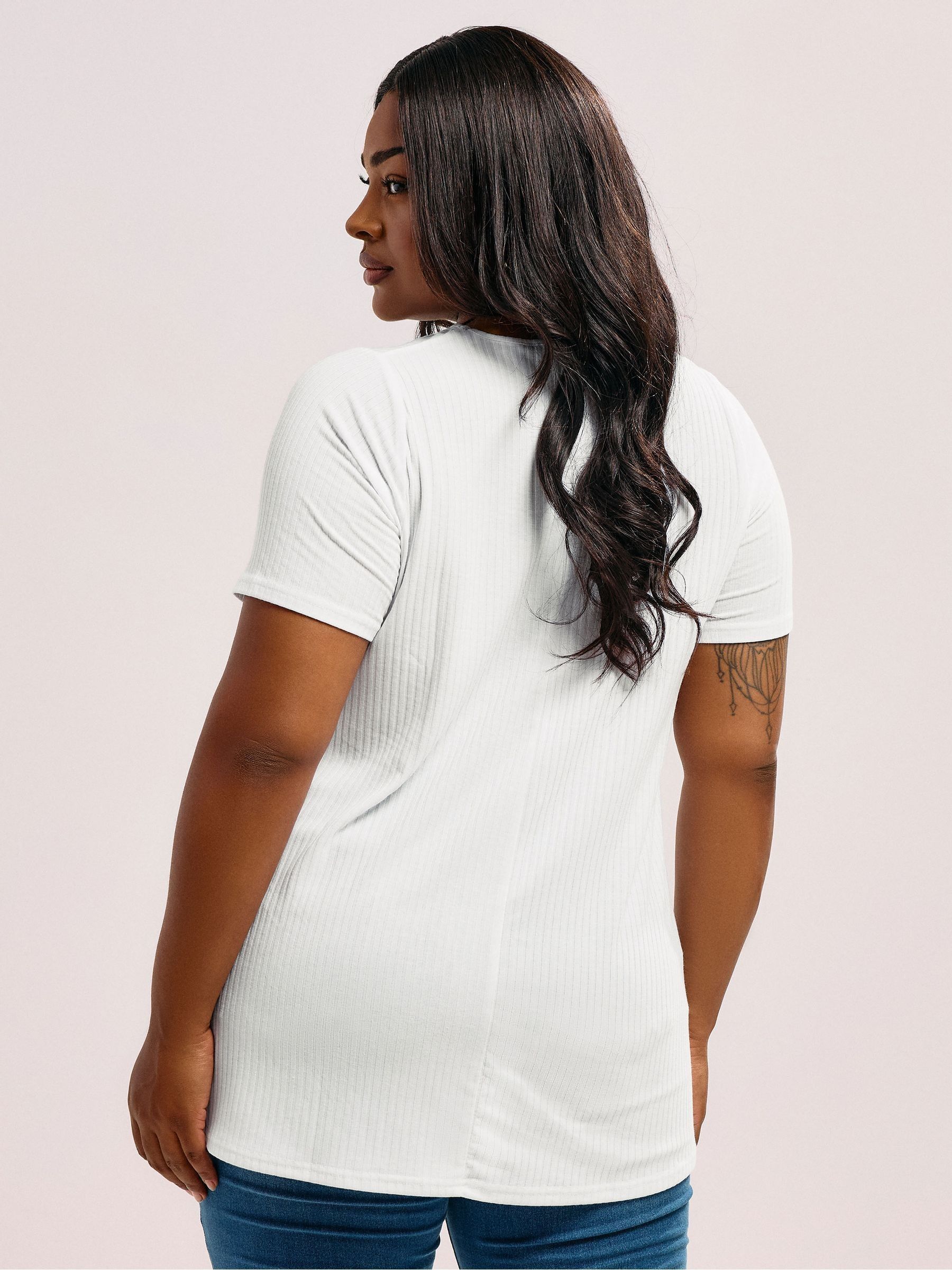 Buy Yours Curve White Ribbed Swing T-Shirt from the Next UK online shop