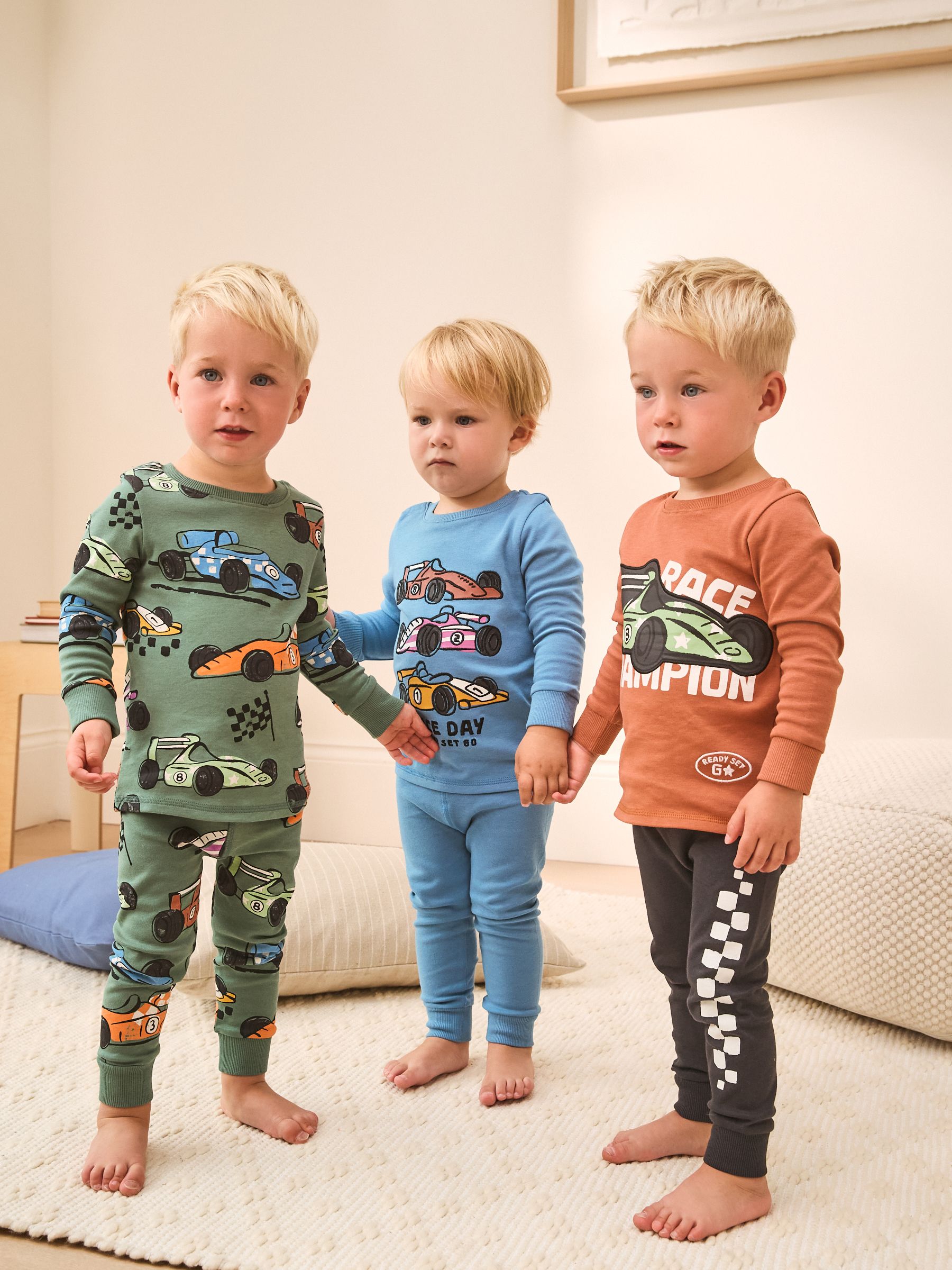 Buy Blue/Green Mini Snuggle Pyjamas 3 Pack (9mths-10yrs) from the Next ...
