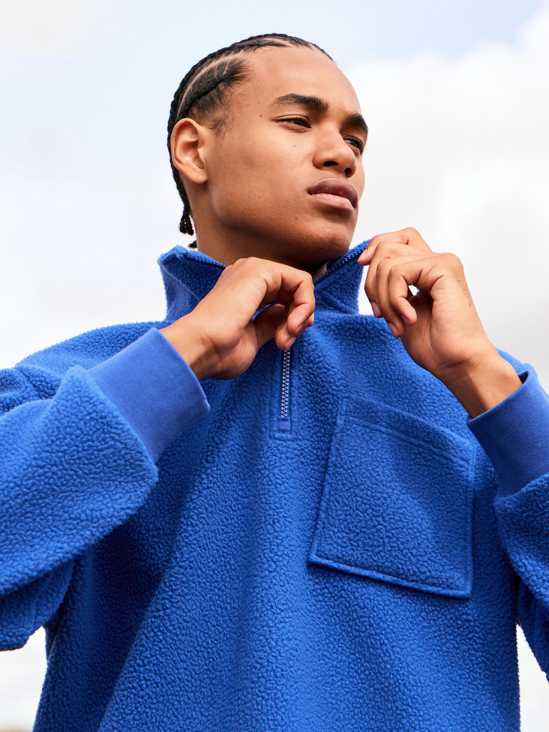 Buy Cobalt Blue Quarter Zip Borg Fleece from the Next UK online shop