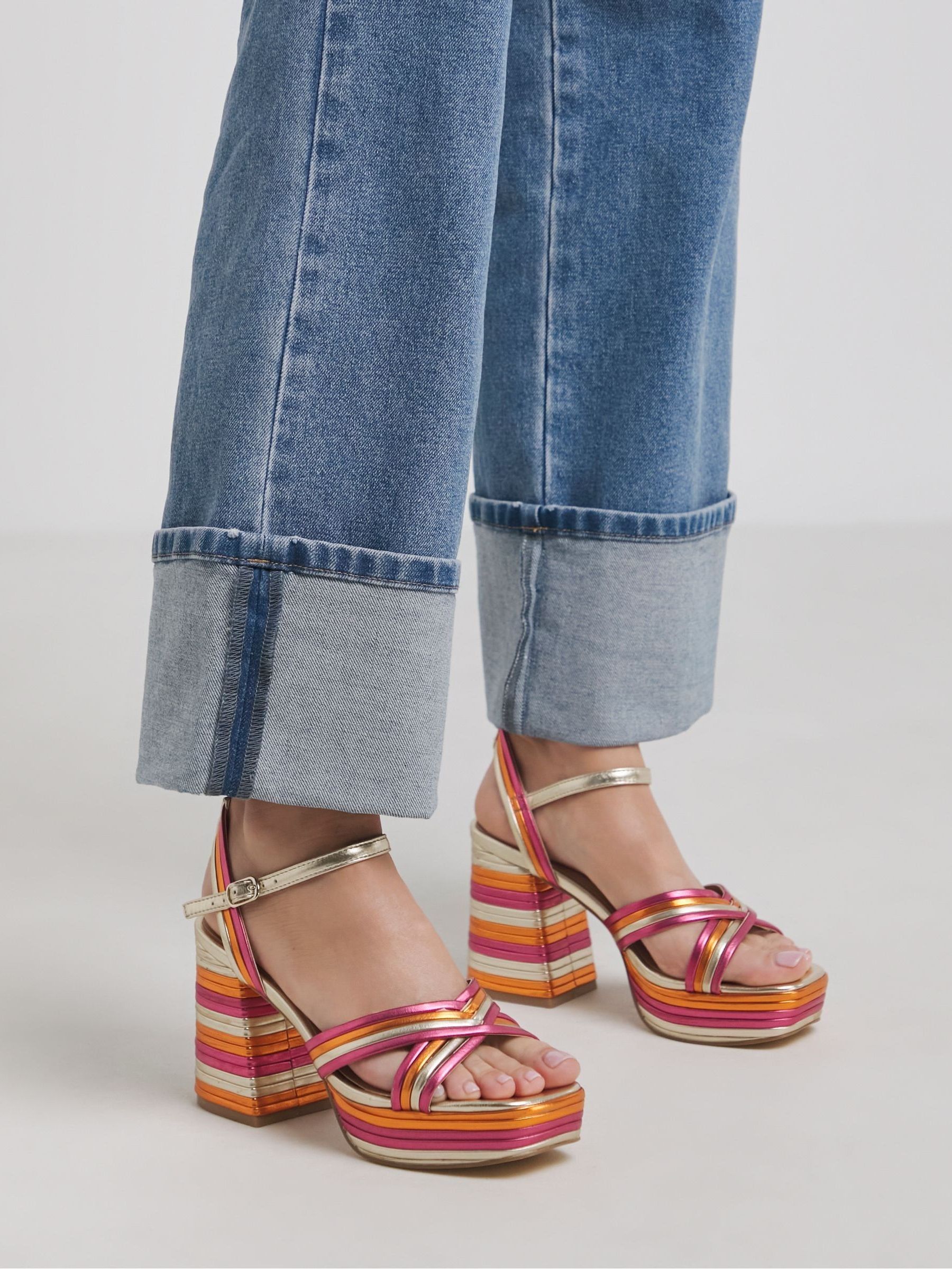 Buy Simply Be Pink Wide Fit Multi Strap Platform Heels from the Next UK ...